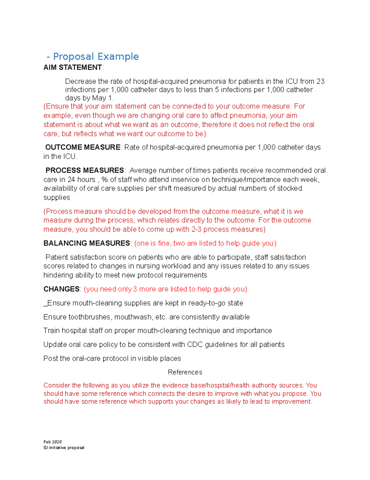 Proposal sample (9) (3) (3) - Proposal Example AIM STATEMENT: Decrease ...