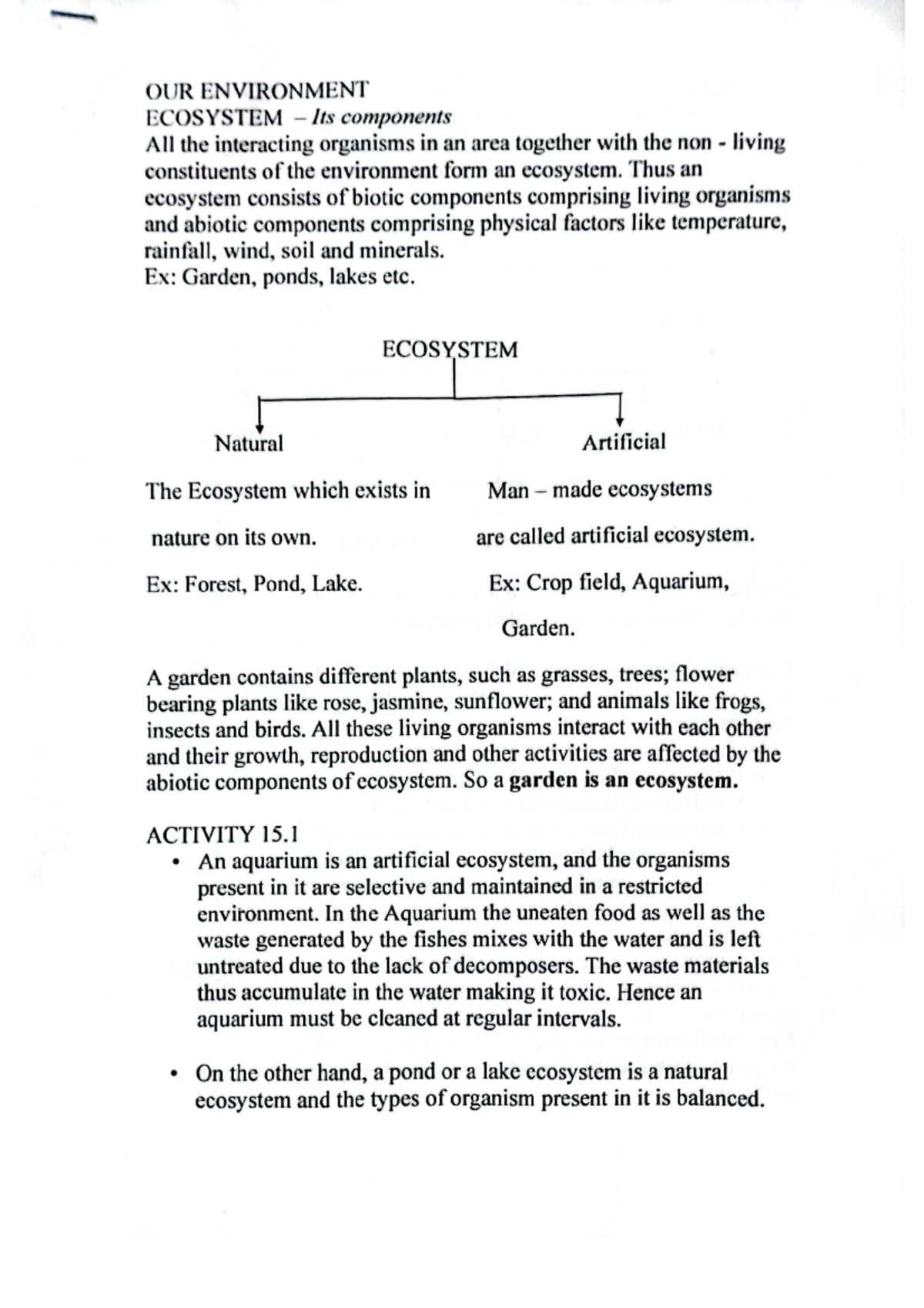 Our Environment - OUR ENVIRONMENT ECOSYSTEM Its components All the interacting organisms in an ...