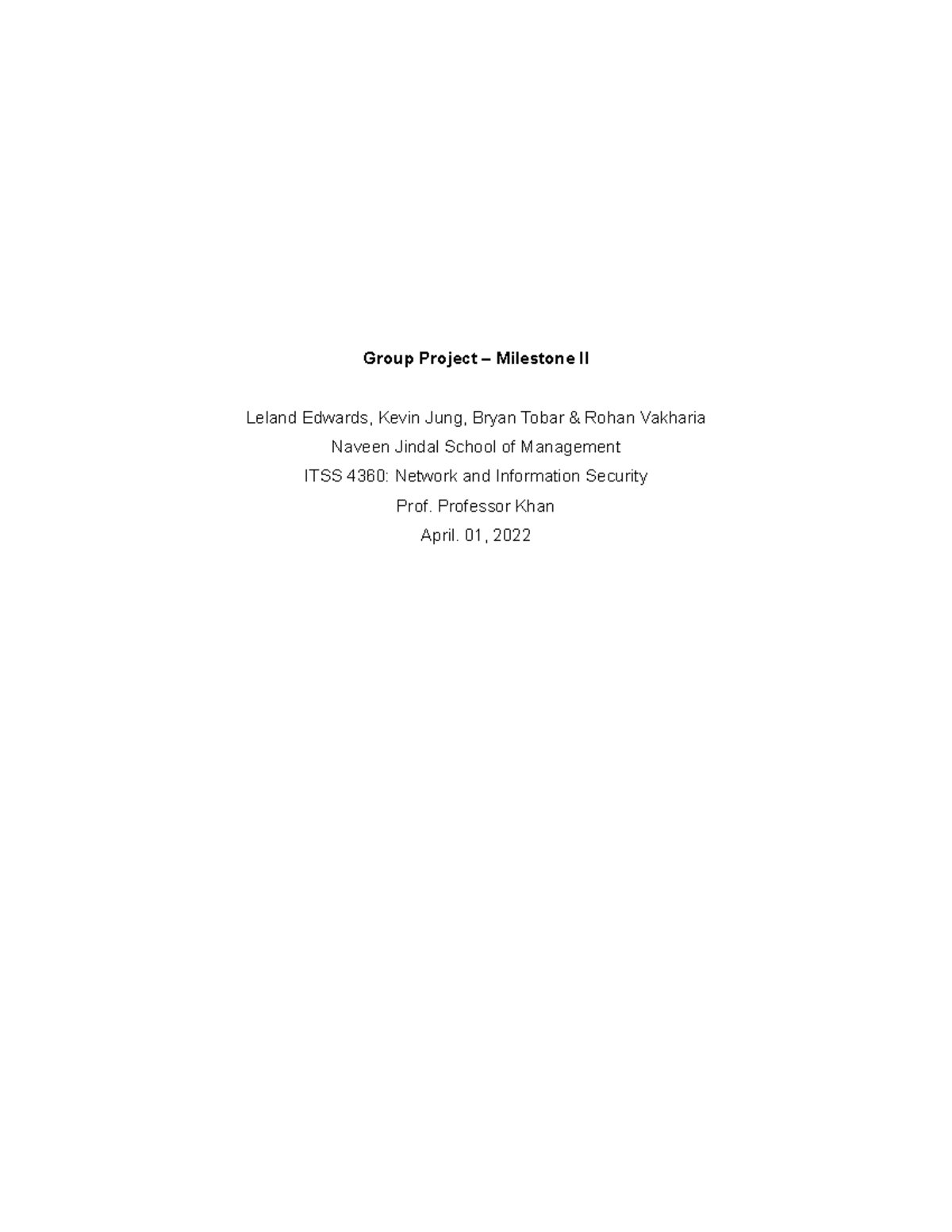 Milestone 2 - Group 5 Fixed - Group Project – Milestone II Leland ...