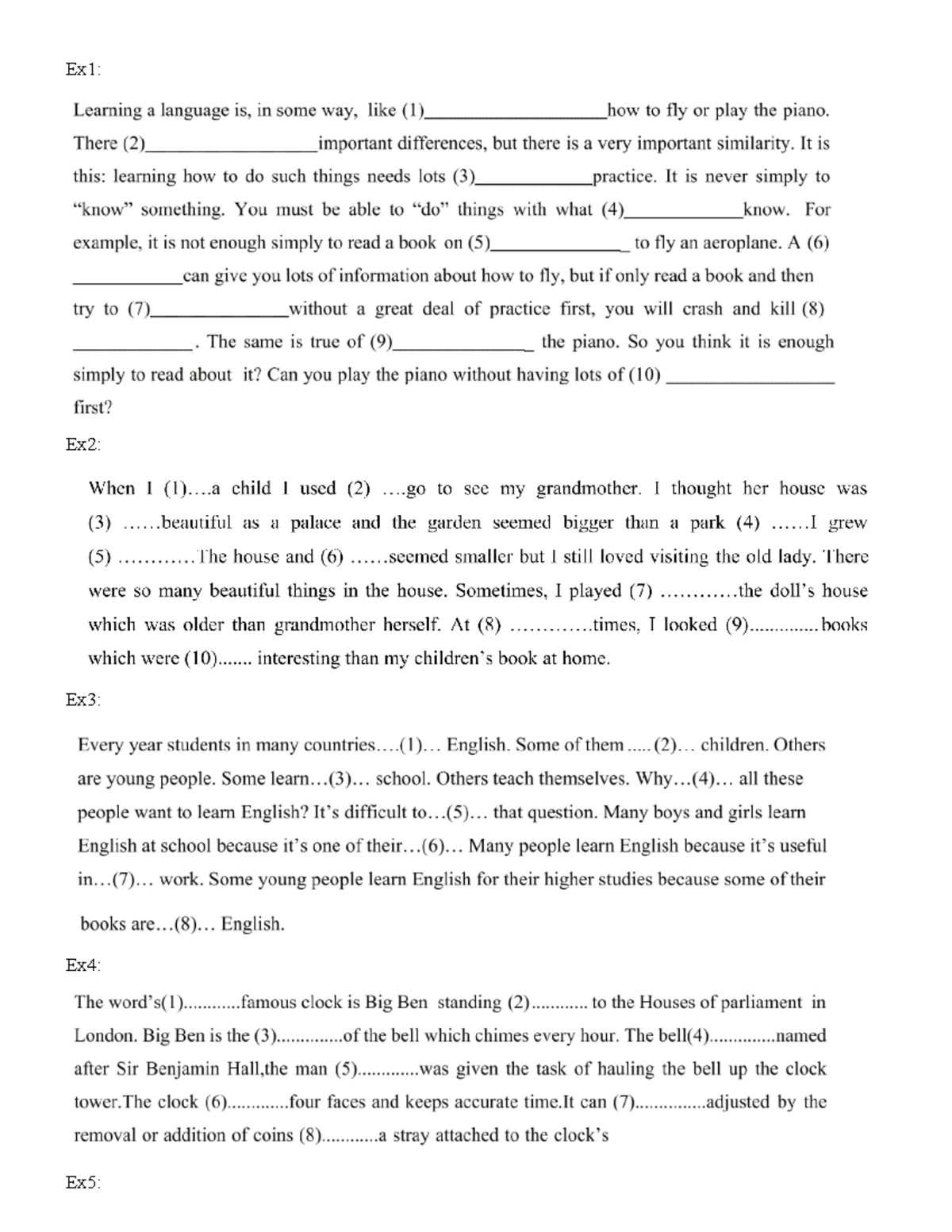 Gap Filling - Mạng máy tính - Ex1: Ex2: Ex3: Ex4: Ex5: Exs1: Ex6: - Studocu