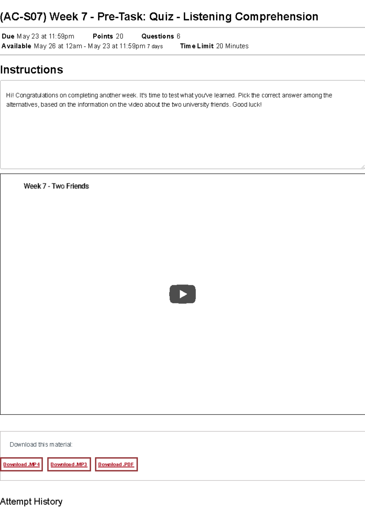  AC S07 Week 7 Pre Task Quiz Listening Comprehension Ingles II 