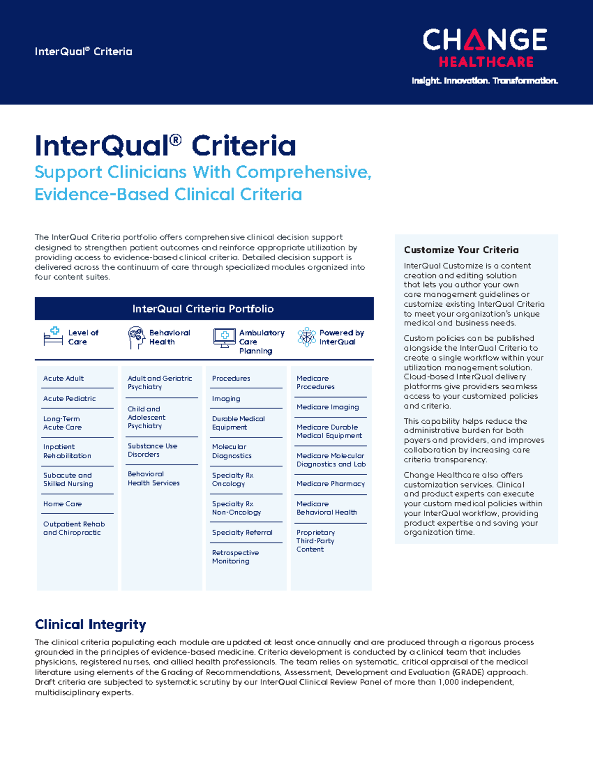 Inter Qual Criteria - Summary - 1 InterQual ® Criteria Support ...