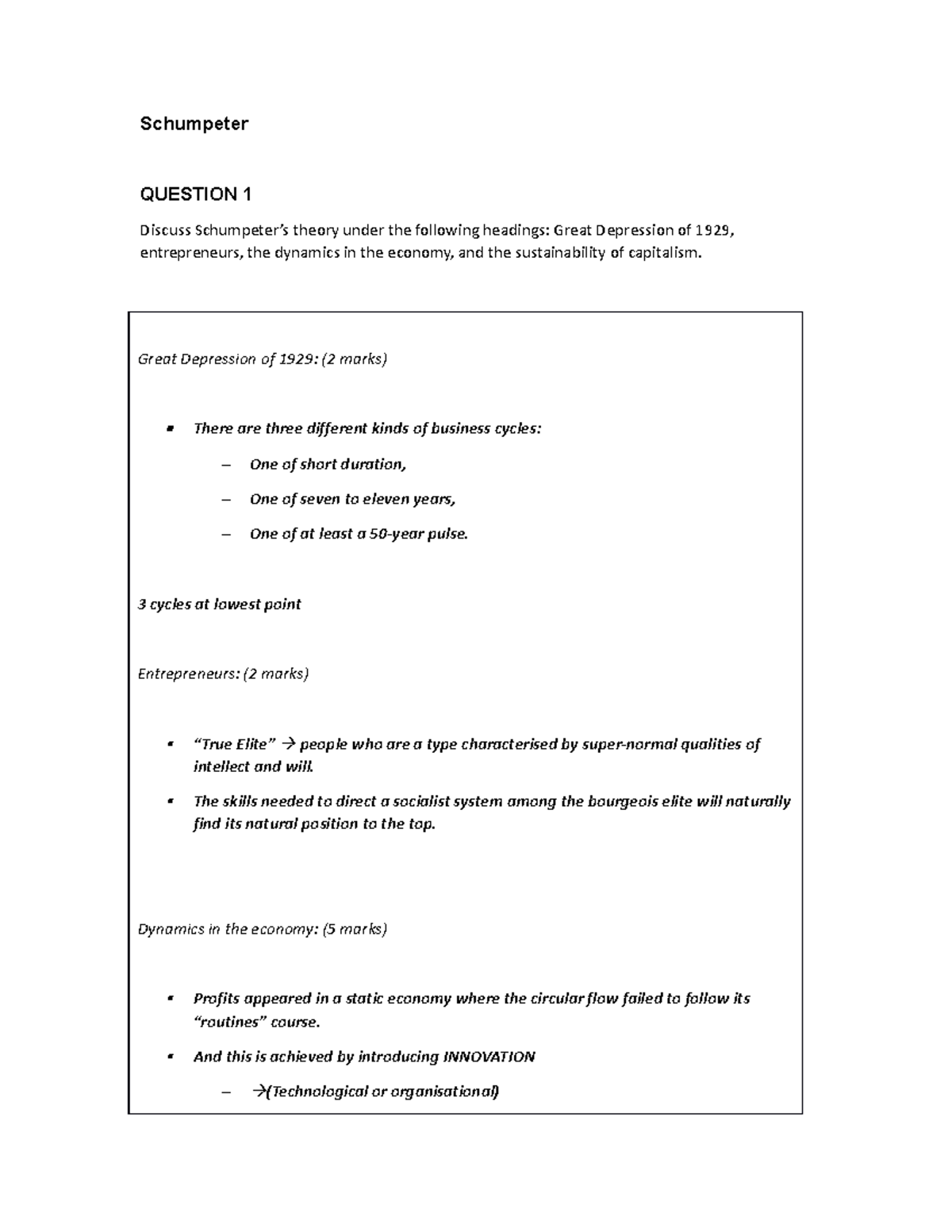 2C Tutorial 7&8 Memo - EXAM NOTES - Schumpeter QUESTION 1 Discuss ...