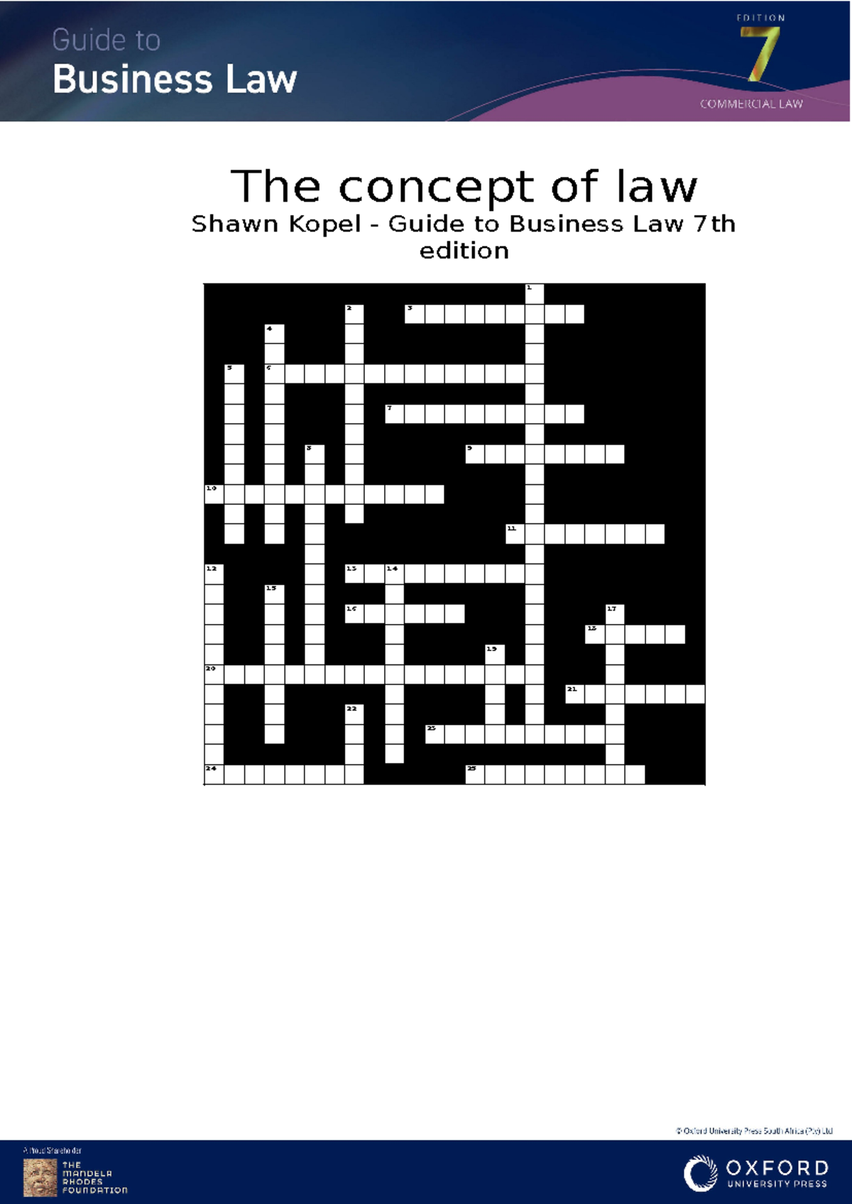 Crossword 1 - The concept of law Shawn Kopel - Guide to Business Law ...