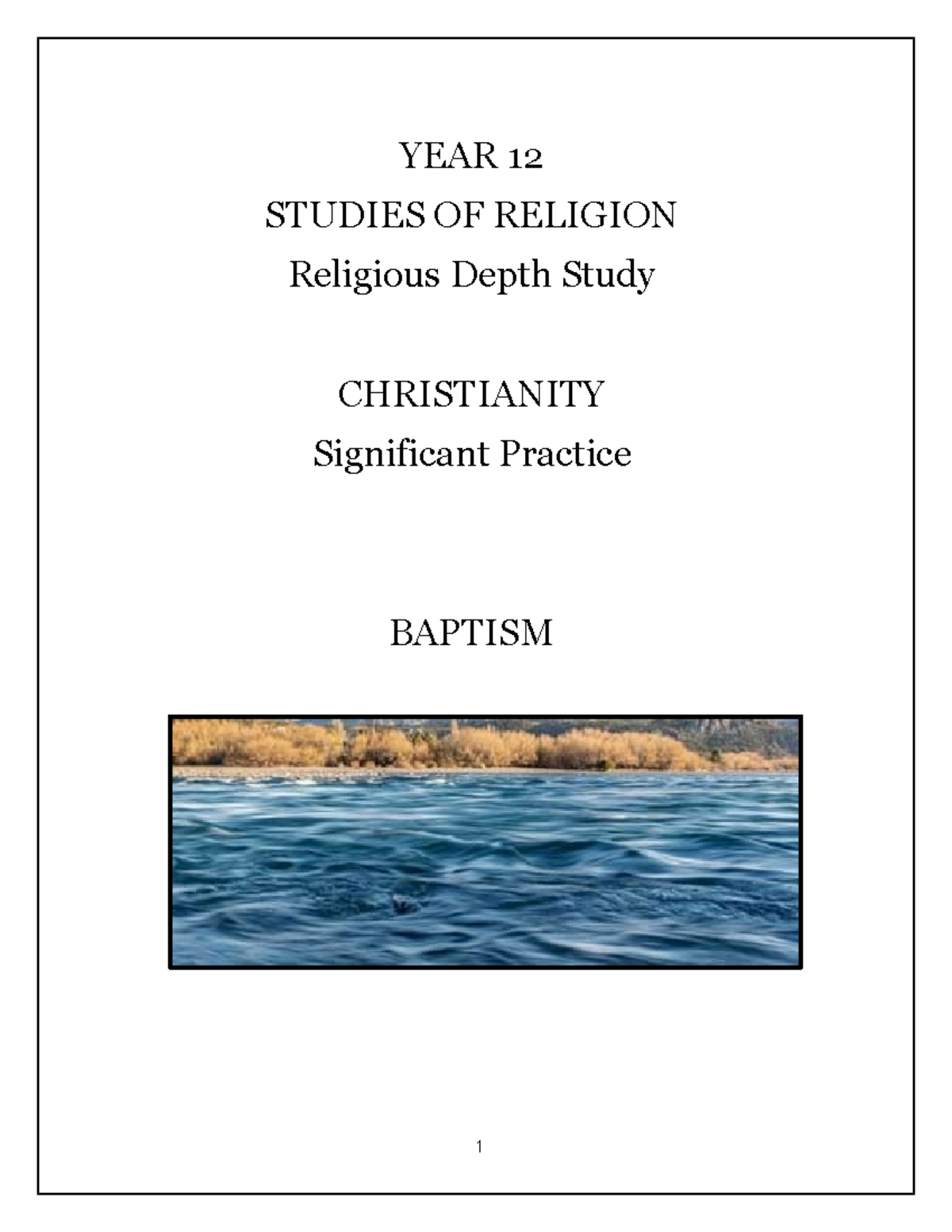 1. Baptism Resource Booklet - YEAR 12 STUDIES OF RELIGION Religious ...