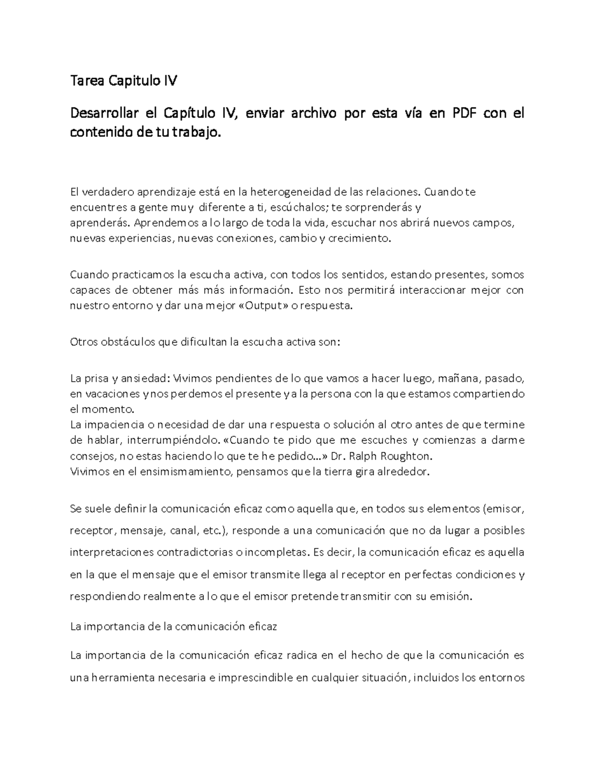 Tarea Capitulo IV - Tarea Capitulo IV Desarrollar el Capítulo IV, enviar archivo por esta vía en ...