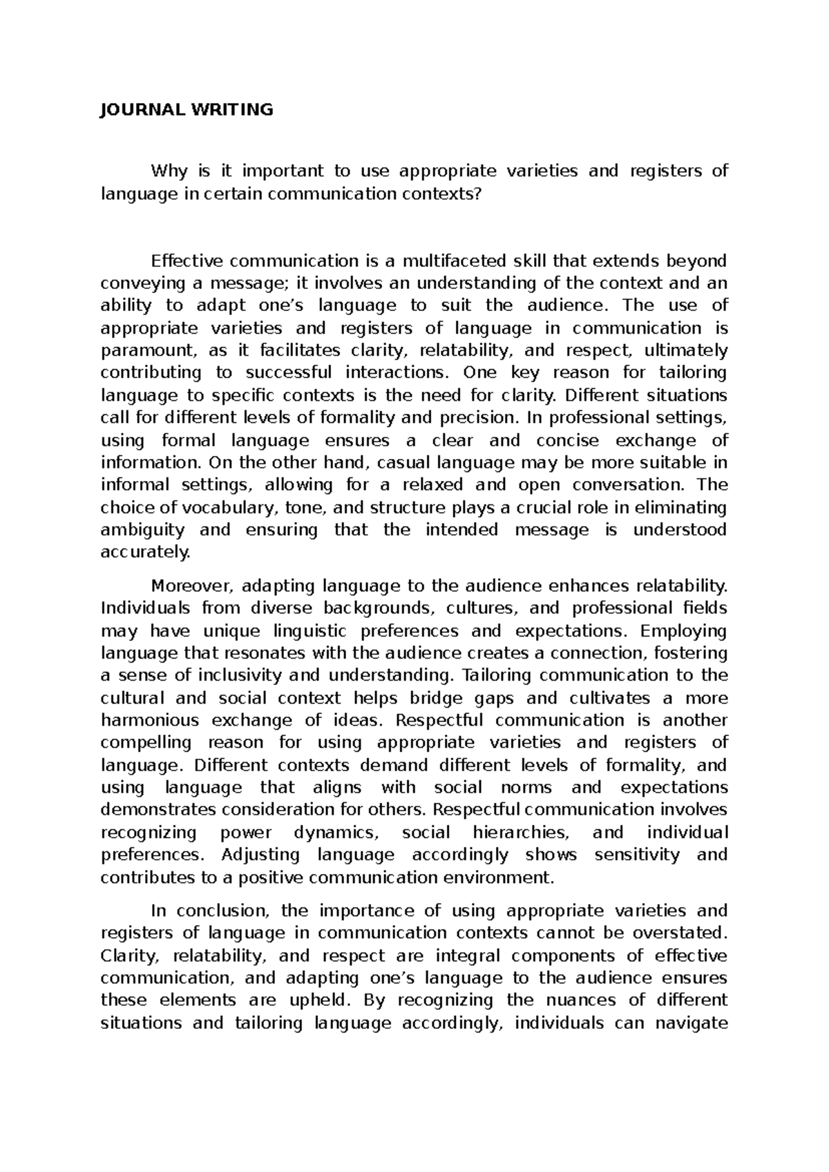 Journal Writing & Simple Research - JOURNAL WRITING Why is it important ...