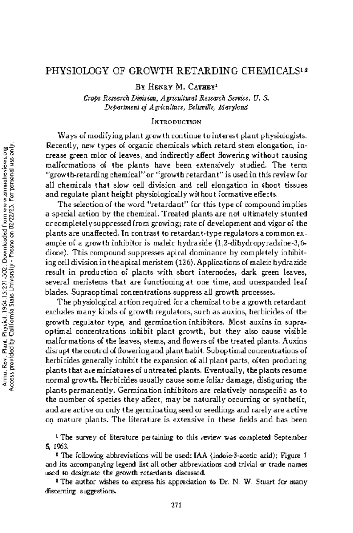Annurev.pp.15 - science - PHYSIOLOGY OF GROWTH RETARDING CHEMICALS1, By ...