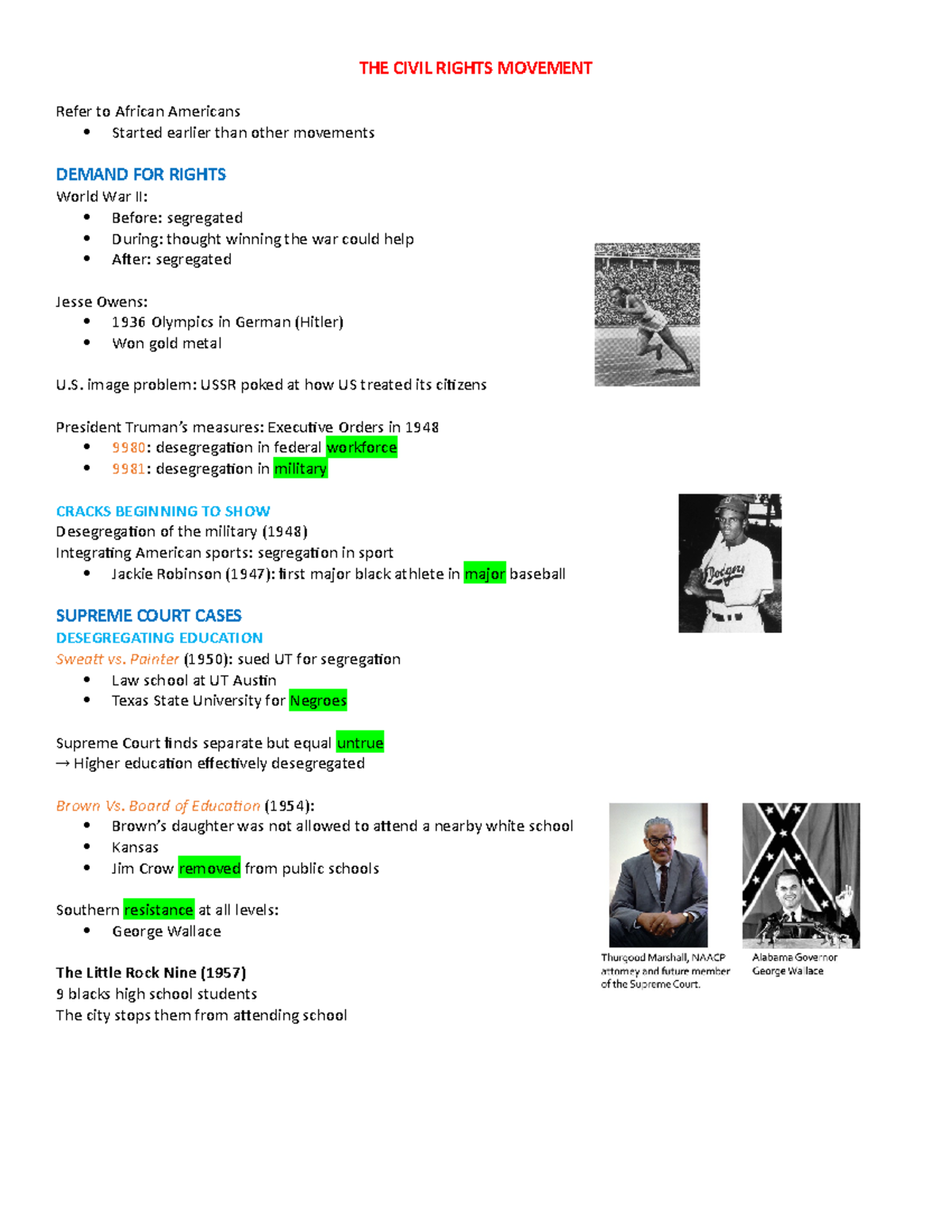 Hist 25-Civil right movements - THE CIVIL RIGHTS MOVEMENT Refer to ...