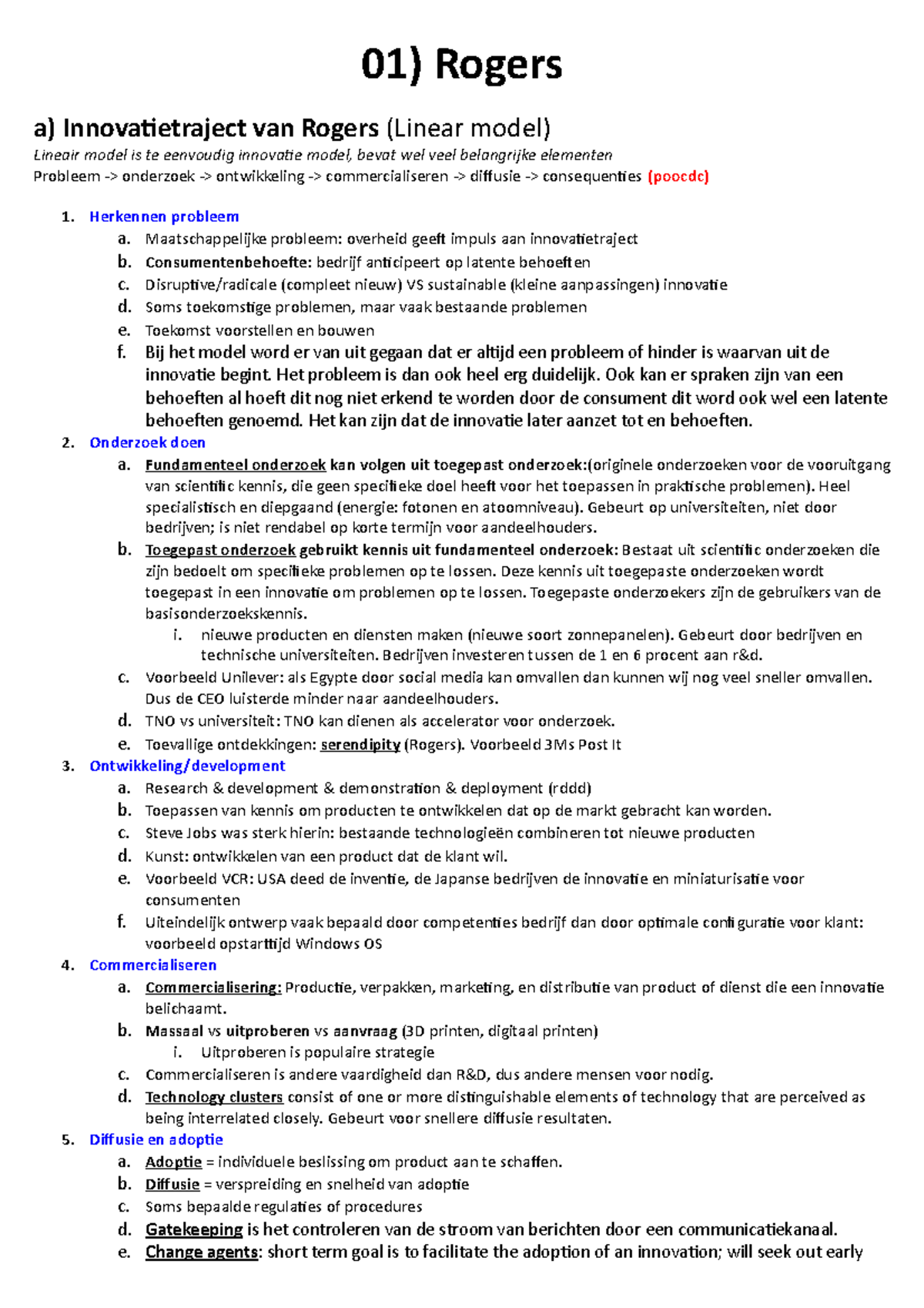 01) Rogers - 01) Rogers a) Innovatietraject van Rogers (Linear model ...