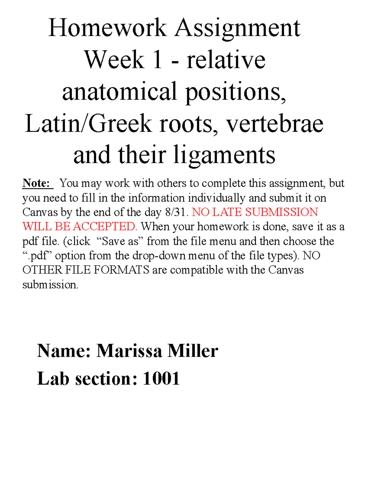 Homework assignment 1 - Homework Assignment Week 1 - relative ...