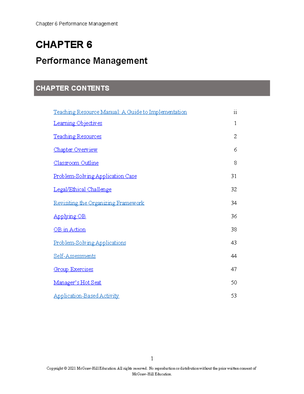 Kini OB3e TRM Ch6 Final - outline and coursework answers - Performance Management CHAPTER ...