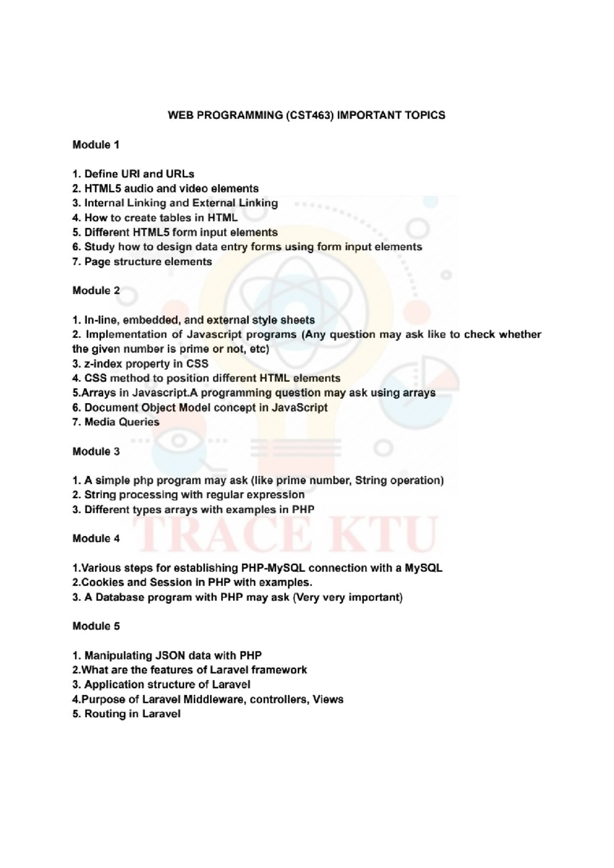 WEB Program (CST463) IMP - WEB PROGRAMMING (CST463) IMPORTANT TOPICS ...