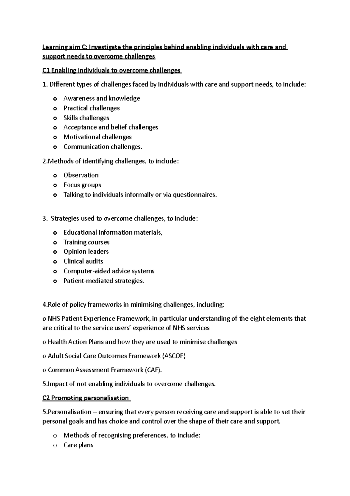 Learning aim C checklist - Learning aim C: Investigate the principles ...