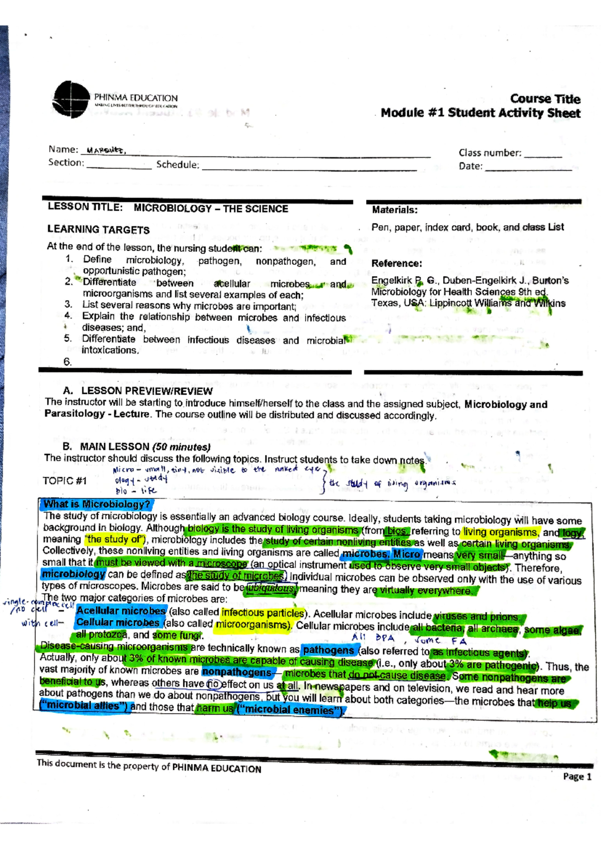 HES 007 LEC Module 1 - HES 007 LEC SAS 1 - PHINMA EDUCATION Course Title MAKING IMS BETTER ...