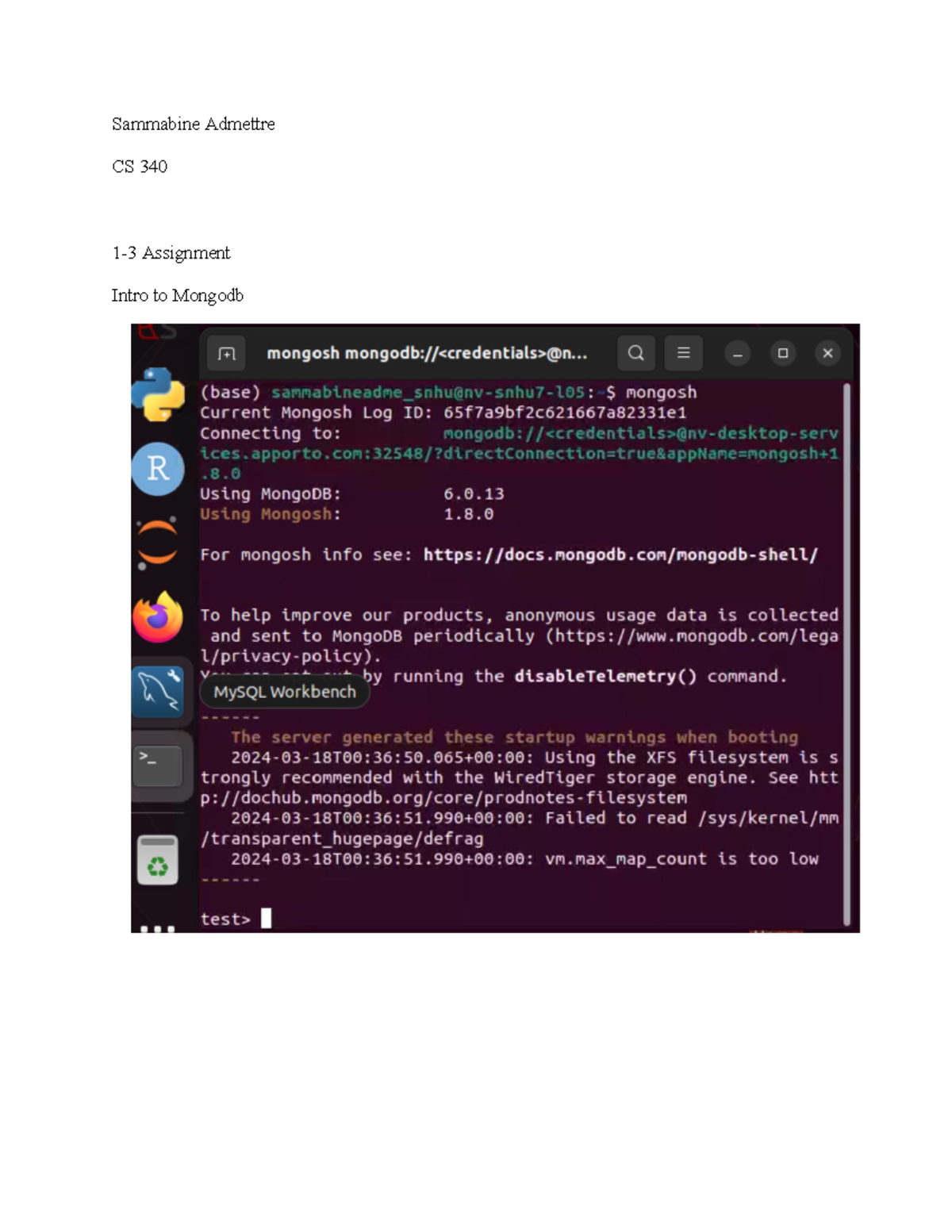 SAdmettre CS340 1-3 - It was an homework that was done. - CS340 ...