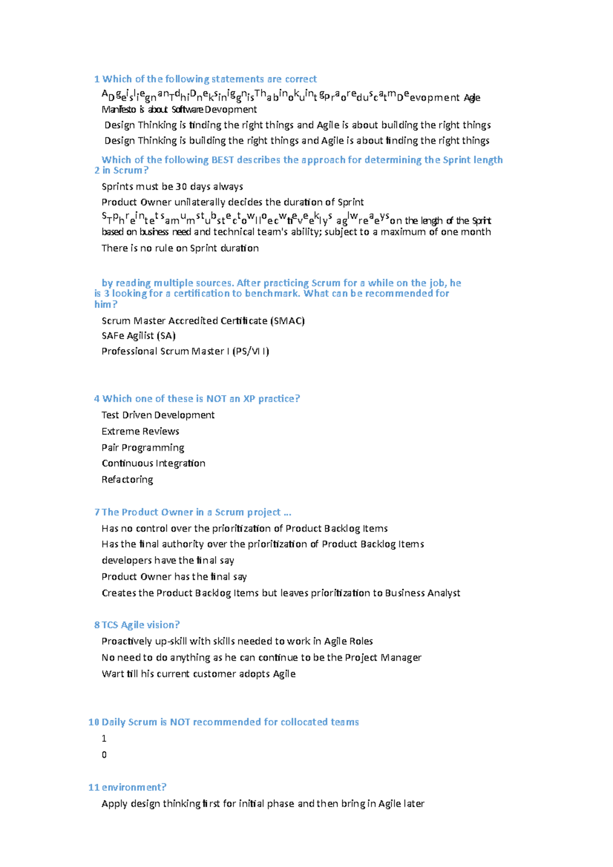 Agile-e0-answers - Abc - 1 Which of the following statements are ...