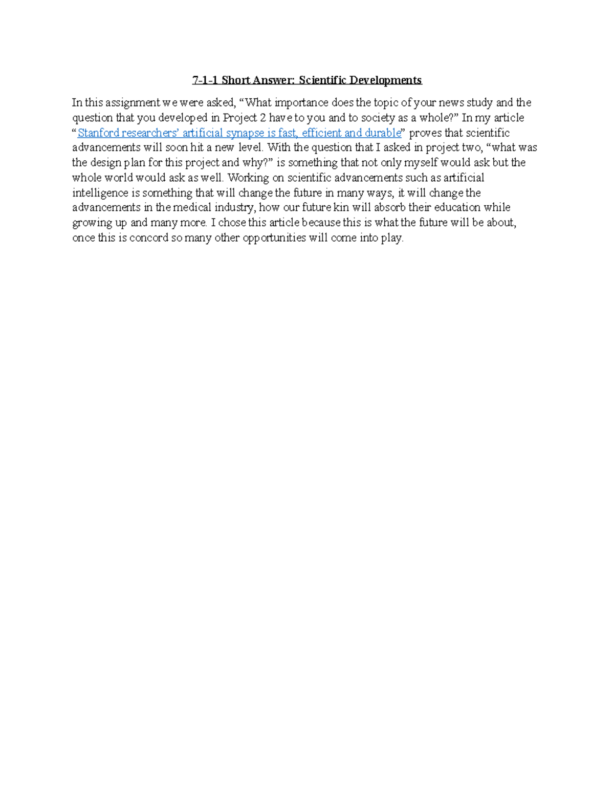 7-1-1 Short Answer - 7-1-1 Short Answer: Scientific Developments In ...