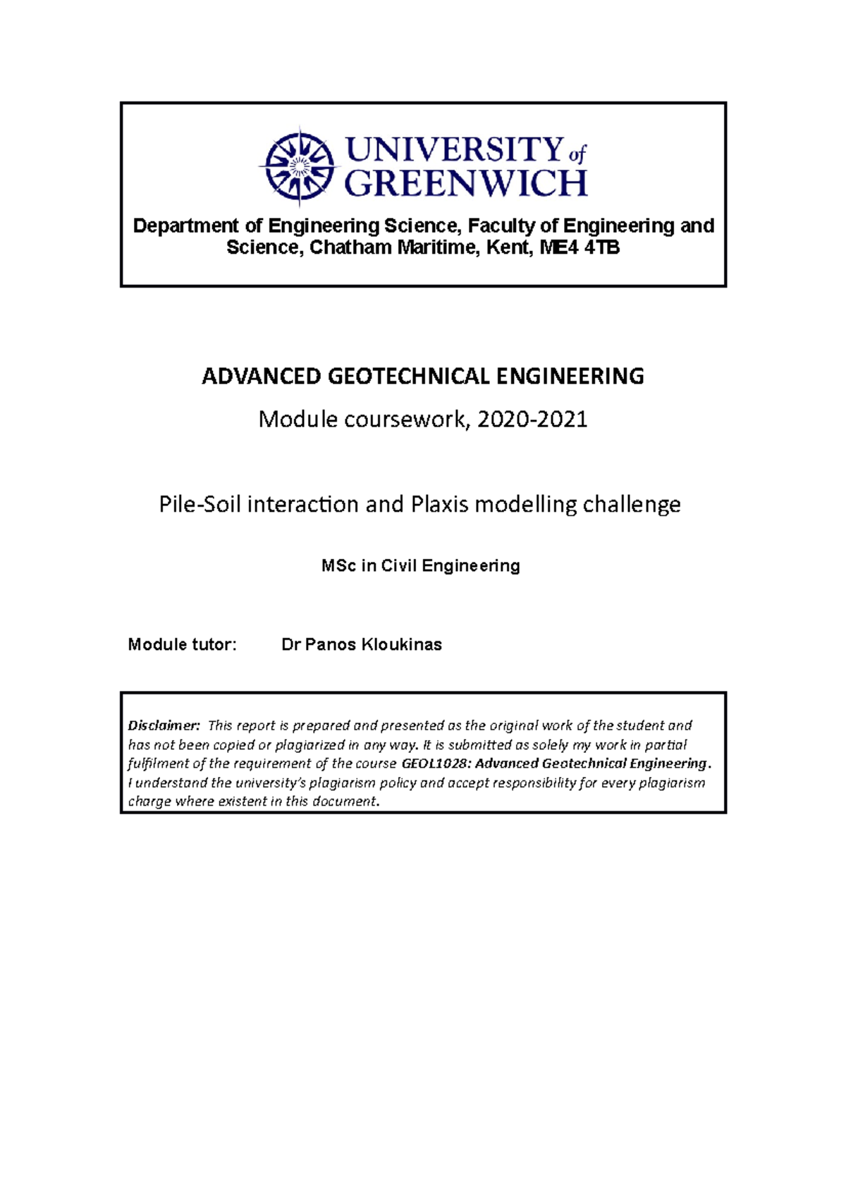 Geotech 12th Copy Updated Department Of Engineering Science Faculty