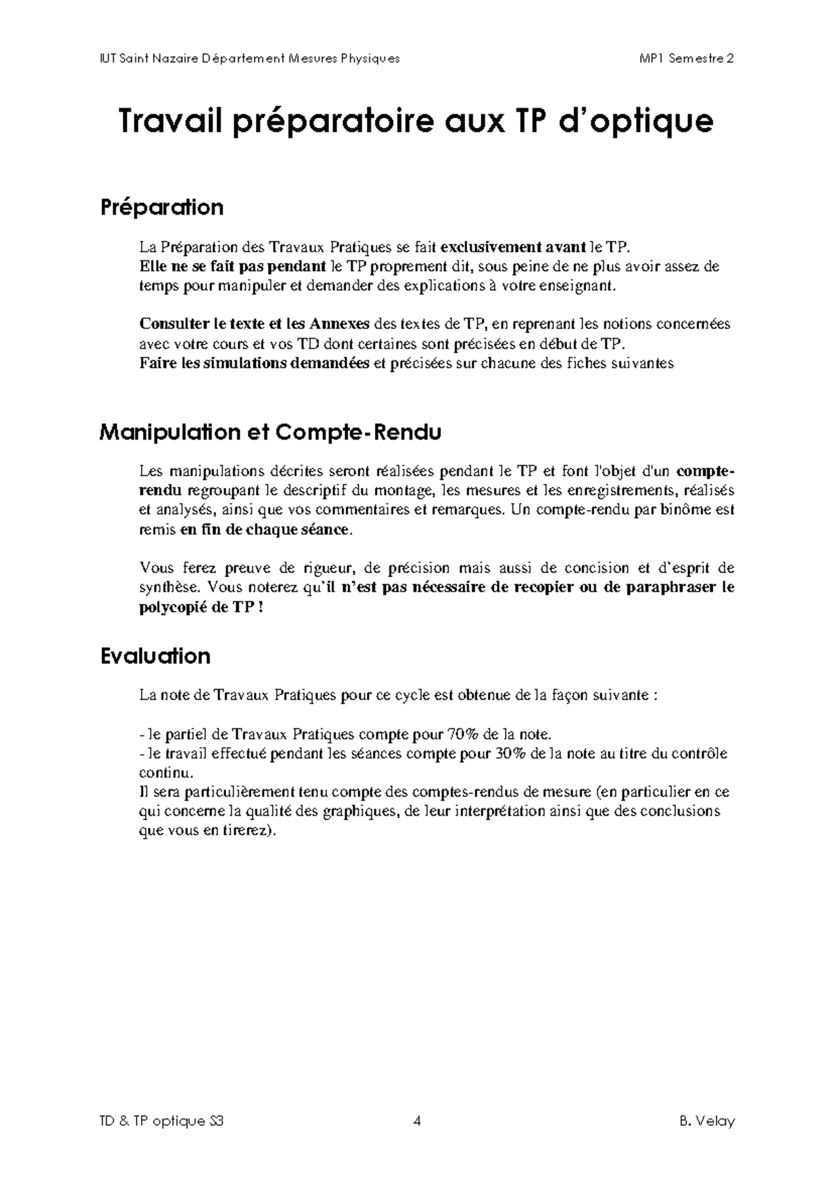 Optique Ondulatoire-TP-04 - Travail préparatoire aux TP d’optique Préparation La Préparation des ...