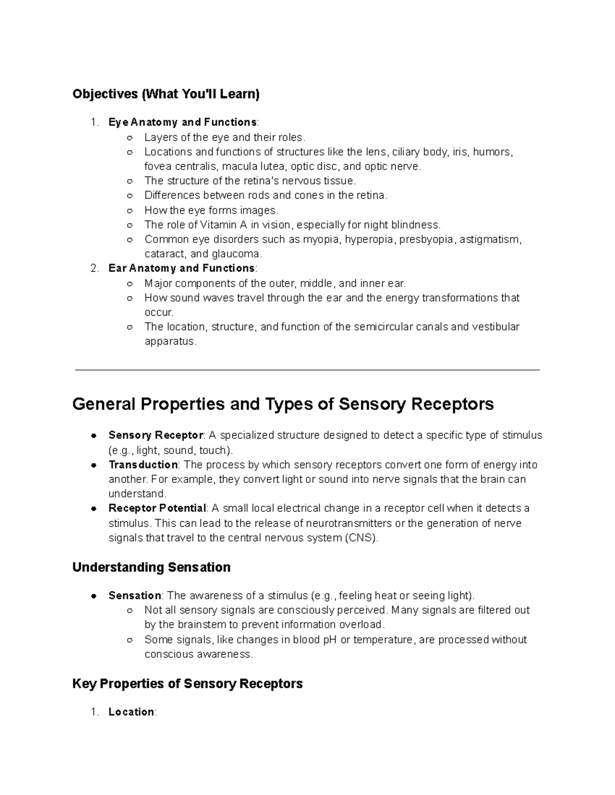 CH. 16 Sense Organs - PowerPoint - Objectives (What You'll Learn) Eye ...