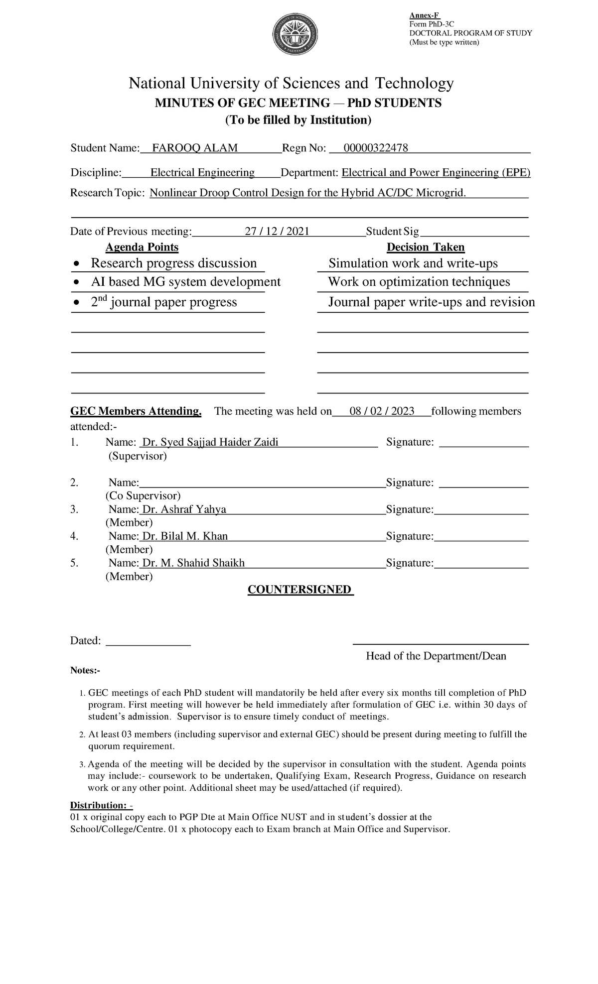 GEC Annex F - Ph D form 3C Main - Annex-F Form PhD-3C DOCTORAL PROGRAM ...