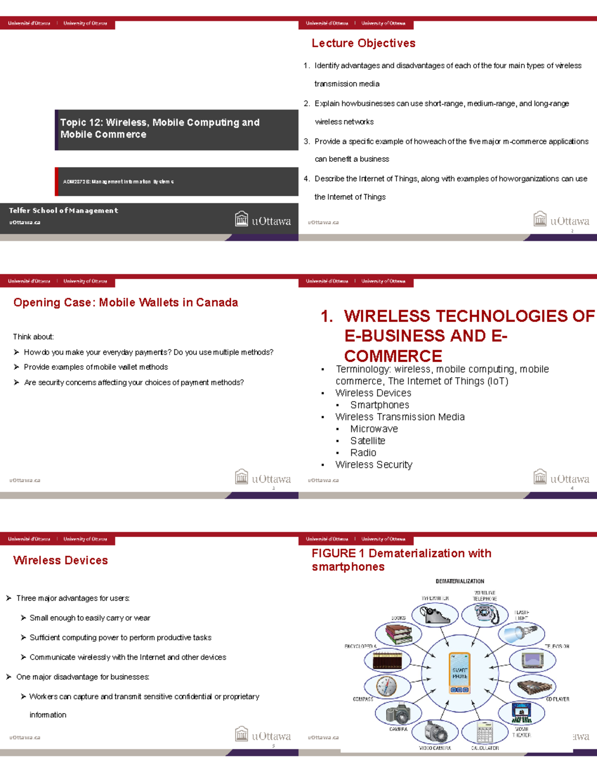 ADM 2372 Topic 12 - slides lecture notes - uOttawa Topic 12: Wireless ...