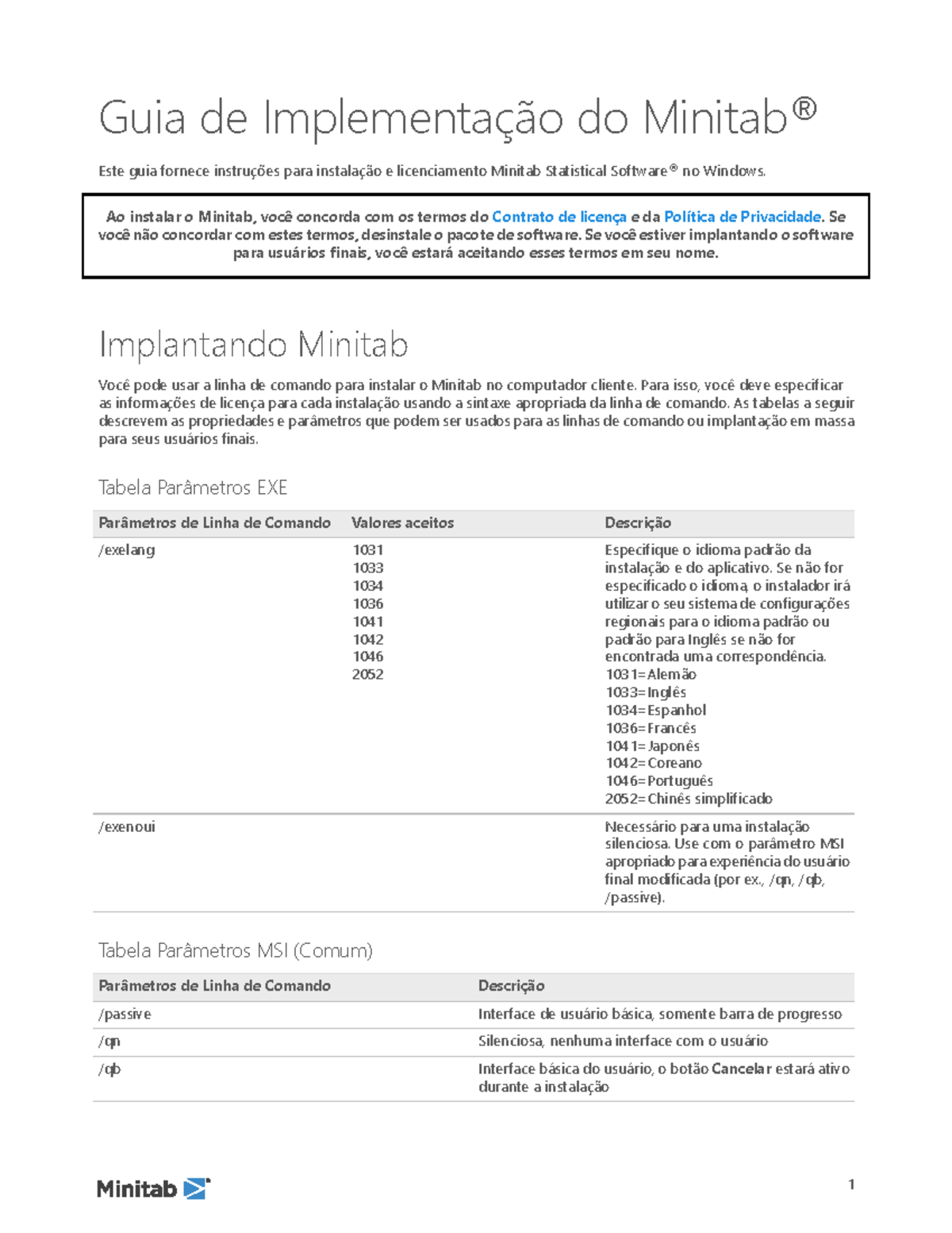 Minitab Deployment Guide pt - Guia de Implementação do Minitab ® Este ...