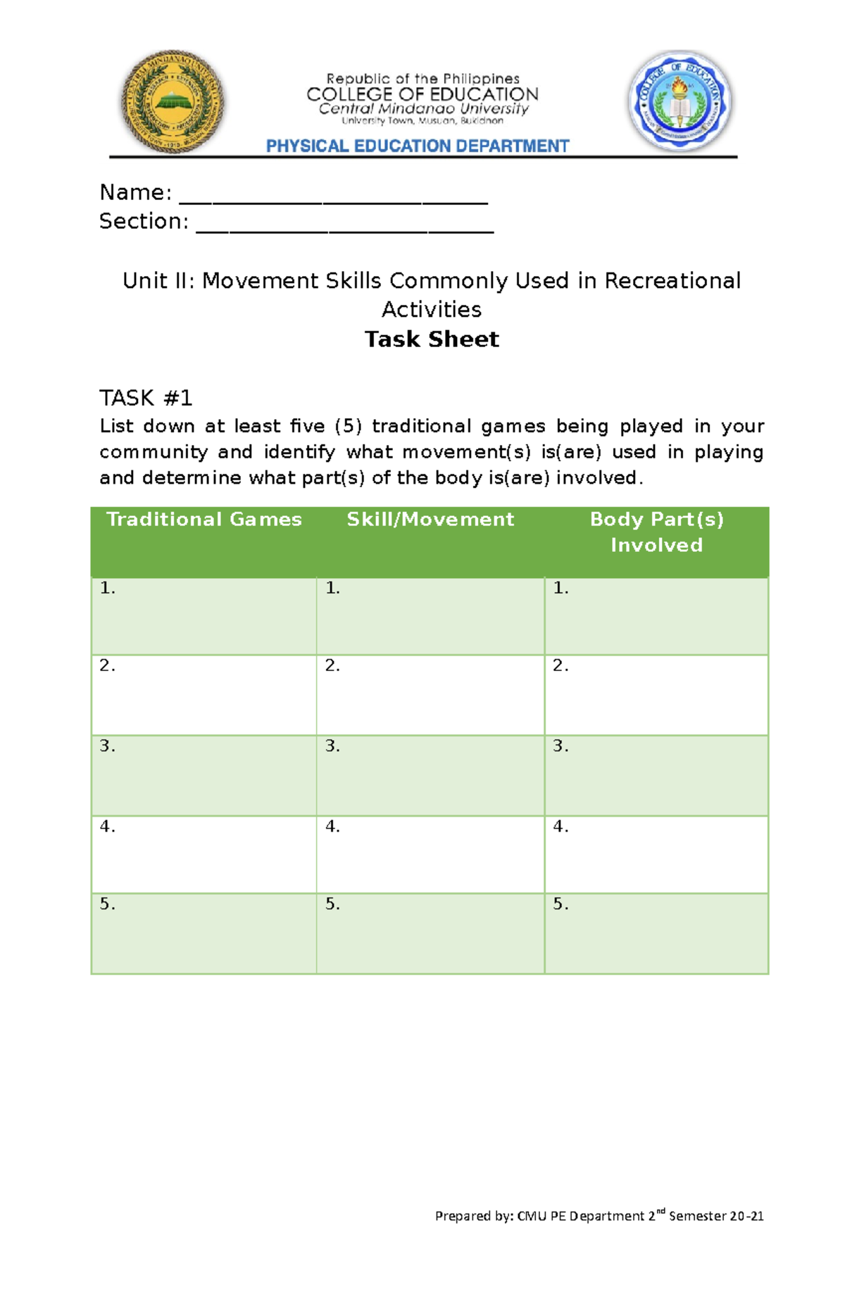 [Template] PE 34 Unit II Task Sheet - Name ...