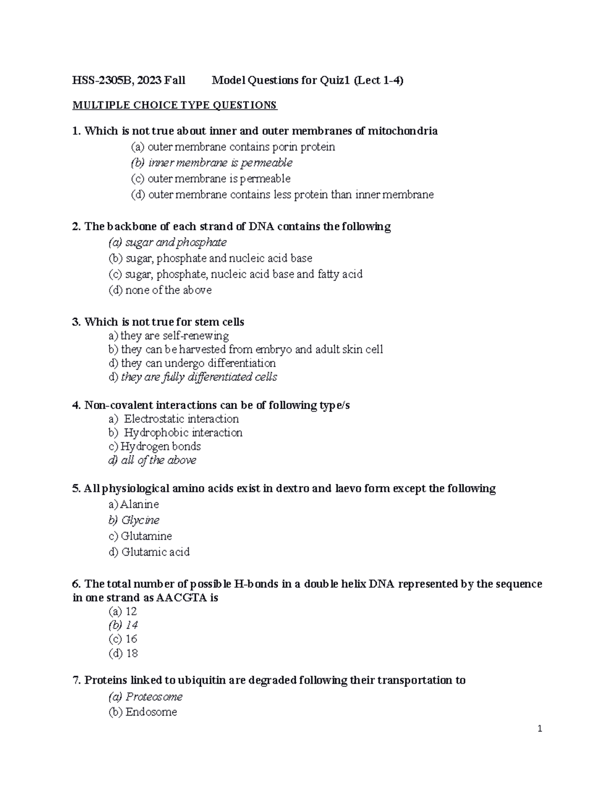 Model Questions Quiz Lect1-4 2023 - HSS-2305B, 2023 Fall Model ...