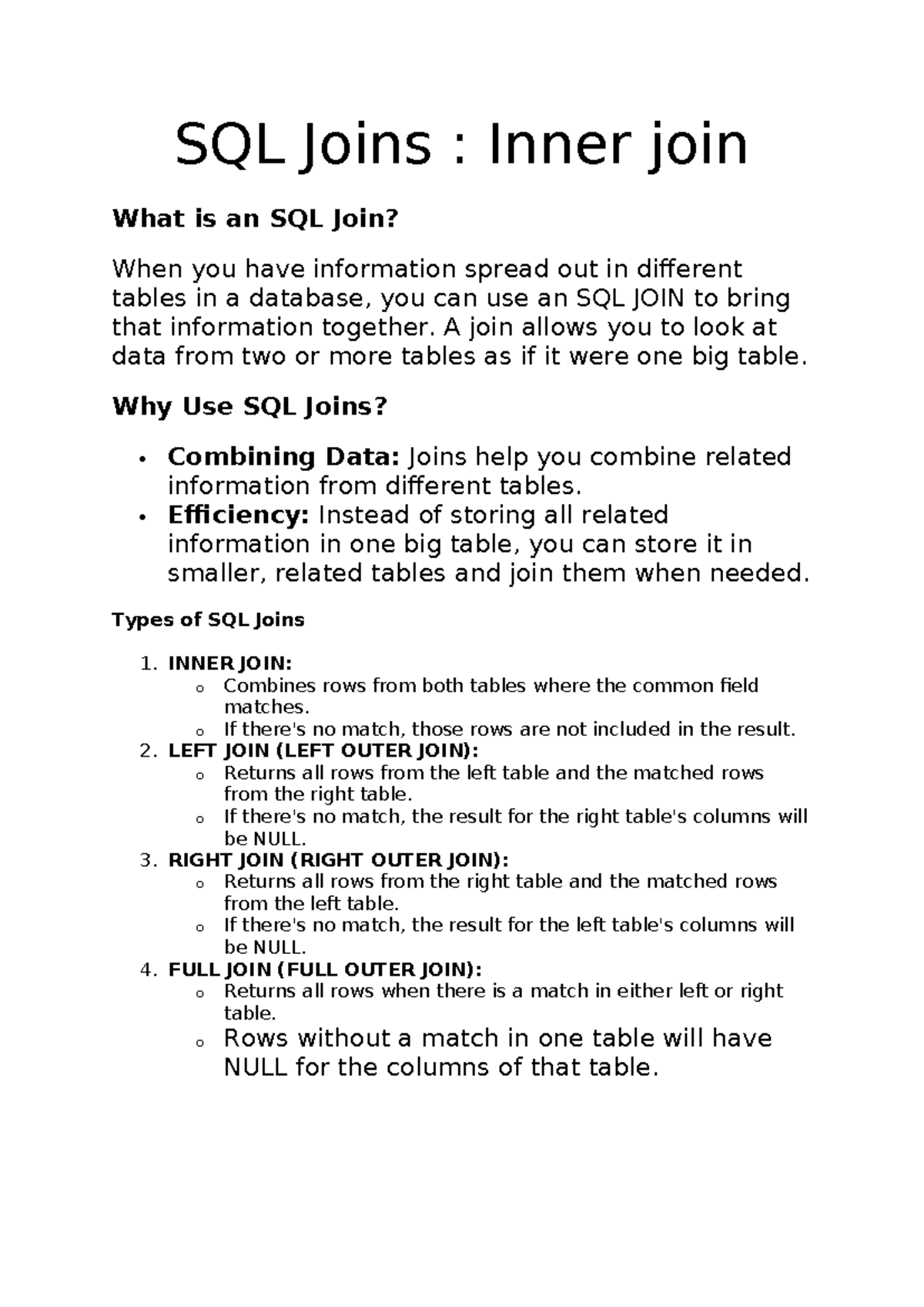 Sqljoin Inner 1 Introduction To Sql Sql Structured Query Language A Standard Programming