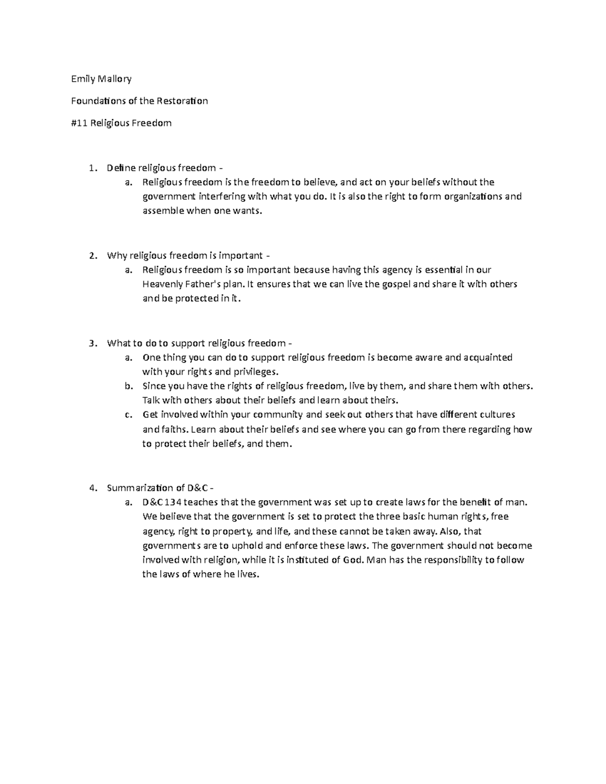 FDREL225 - #11 - Teacher was Sister Seamons - Emily Mallory Foundations ...