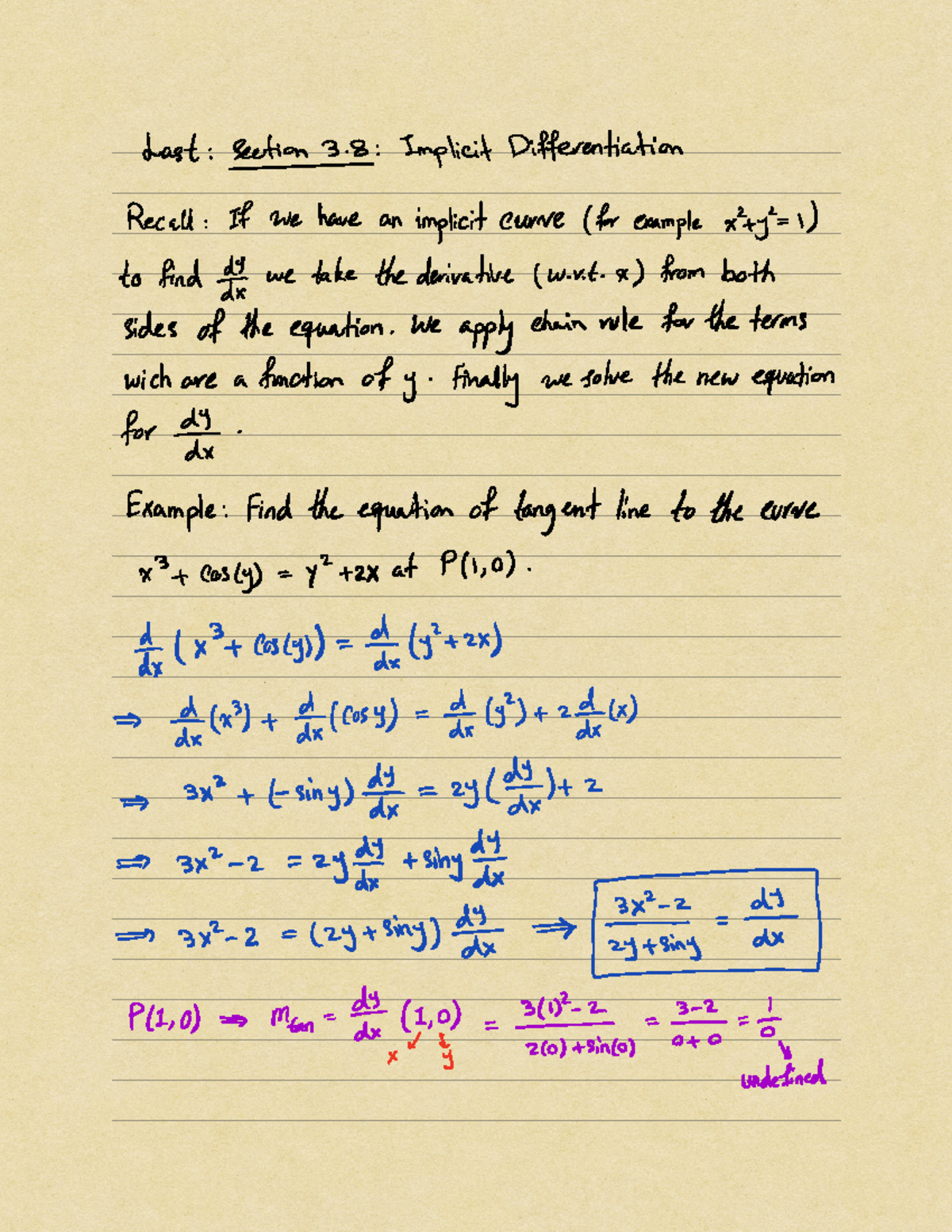 Implicit Differentiation - MATH 1426 - Studocu