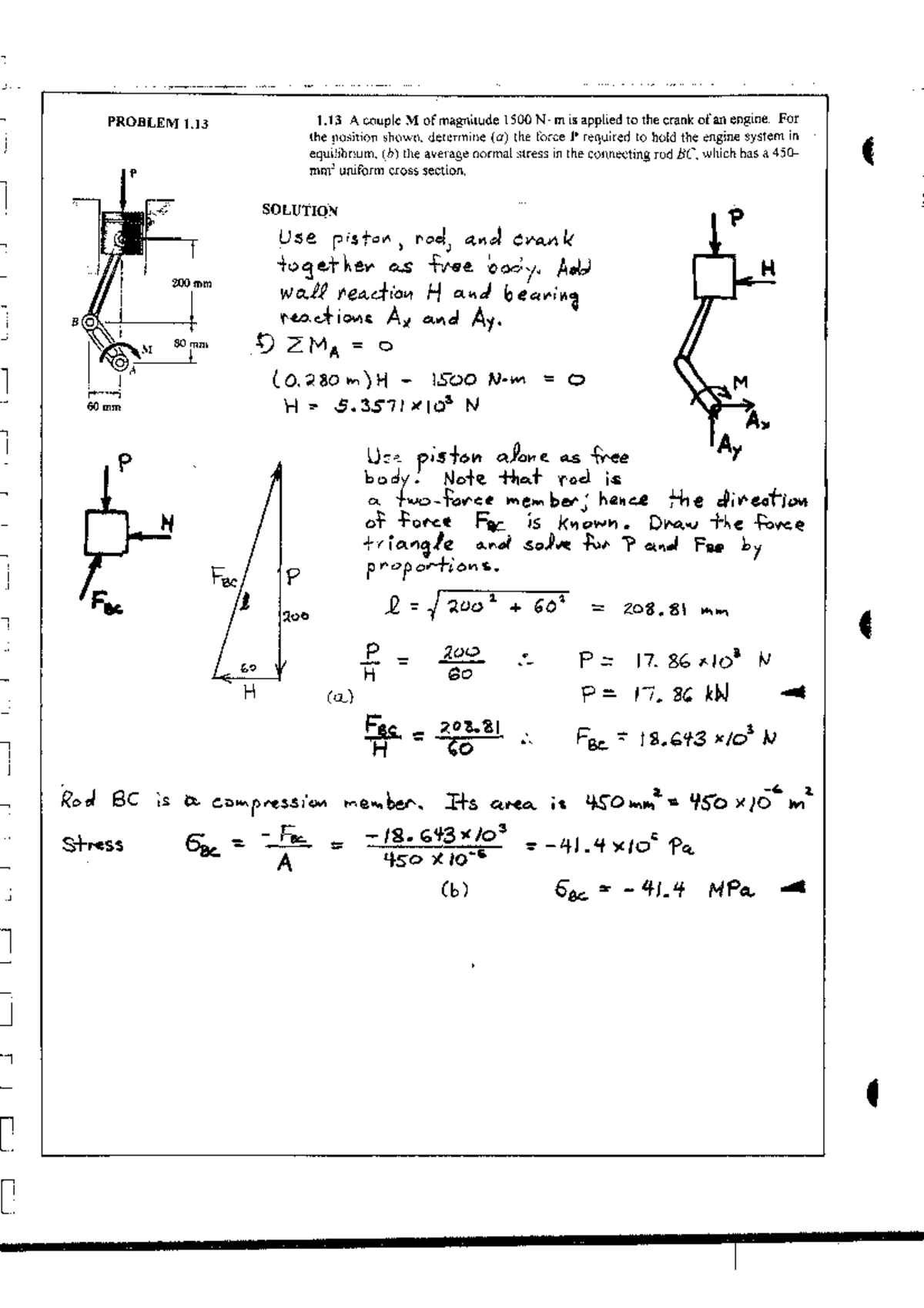 Mechanics OF Materials Problem 1.13-1.25A Solutions - Bachelor of Science in Mechanical ...