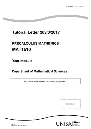 MAT1512 2020 10 E 1 - EXAM PAST PAPER - MAT1512 - Studocu