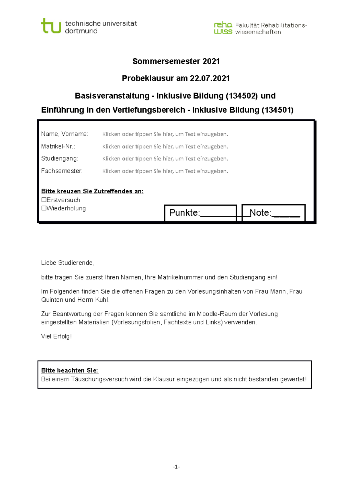 Probeklausur BINK Ein Ver So Se2021 - Sommersemester 2021 Probeklausur am 22. Basisveranstaltung ...