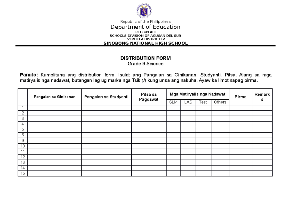 Distribution, Retrieval & Contact Tracing - Republic of the Philippines ...
