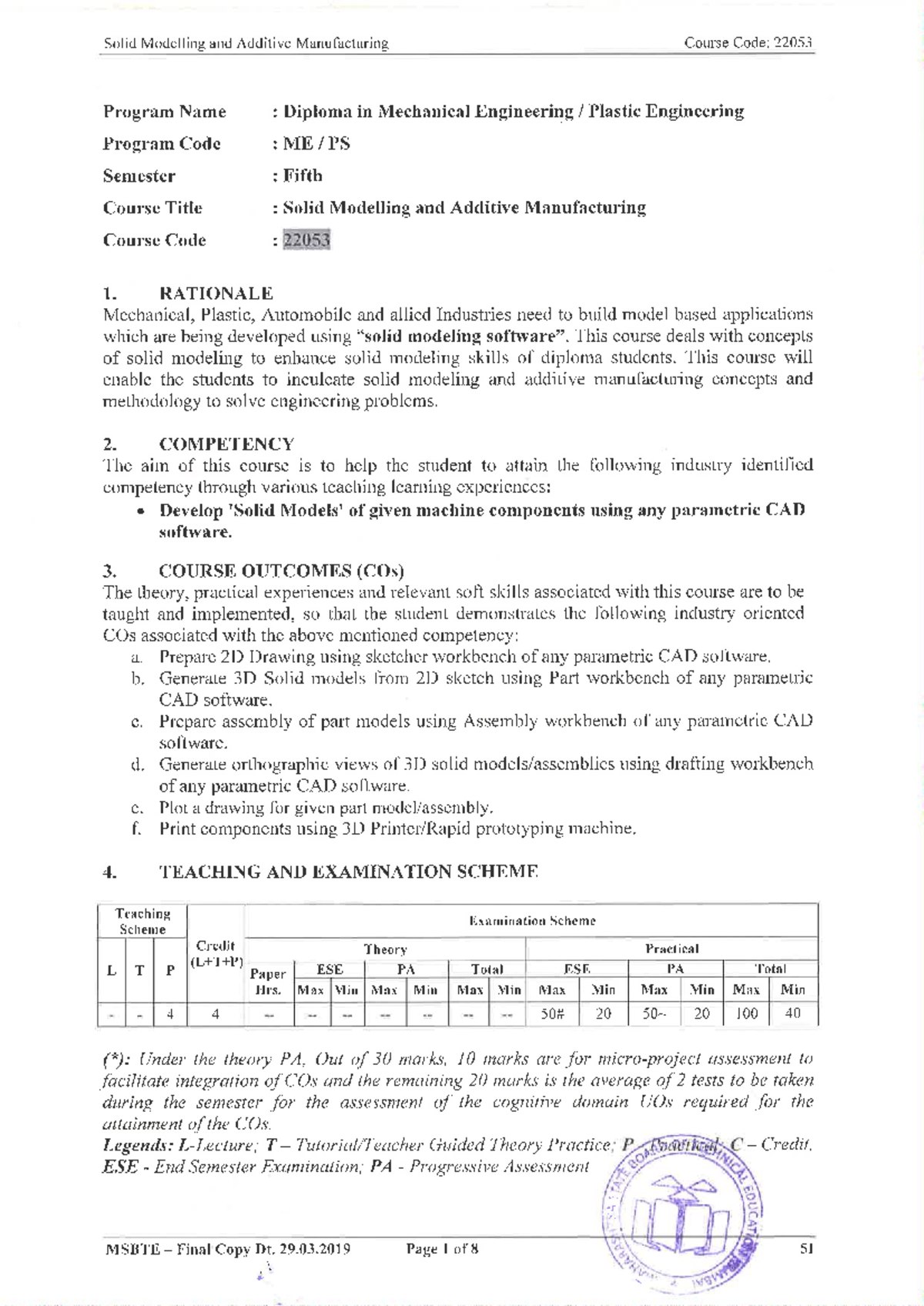 22053 - Solid Modeling and Additive Manufacturing-syllabus - Solid ...