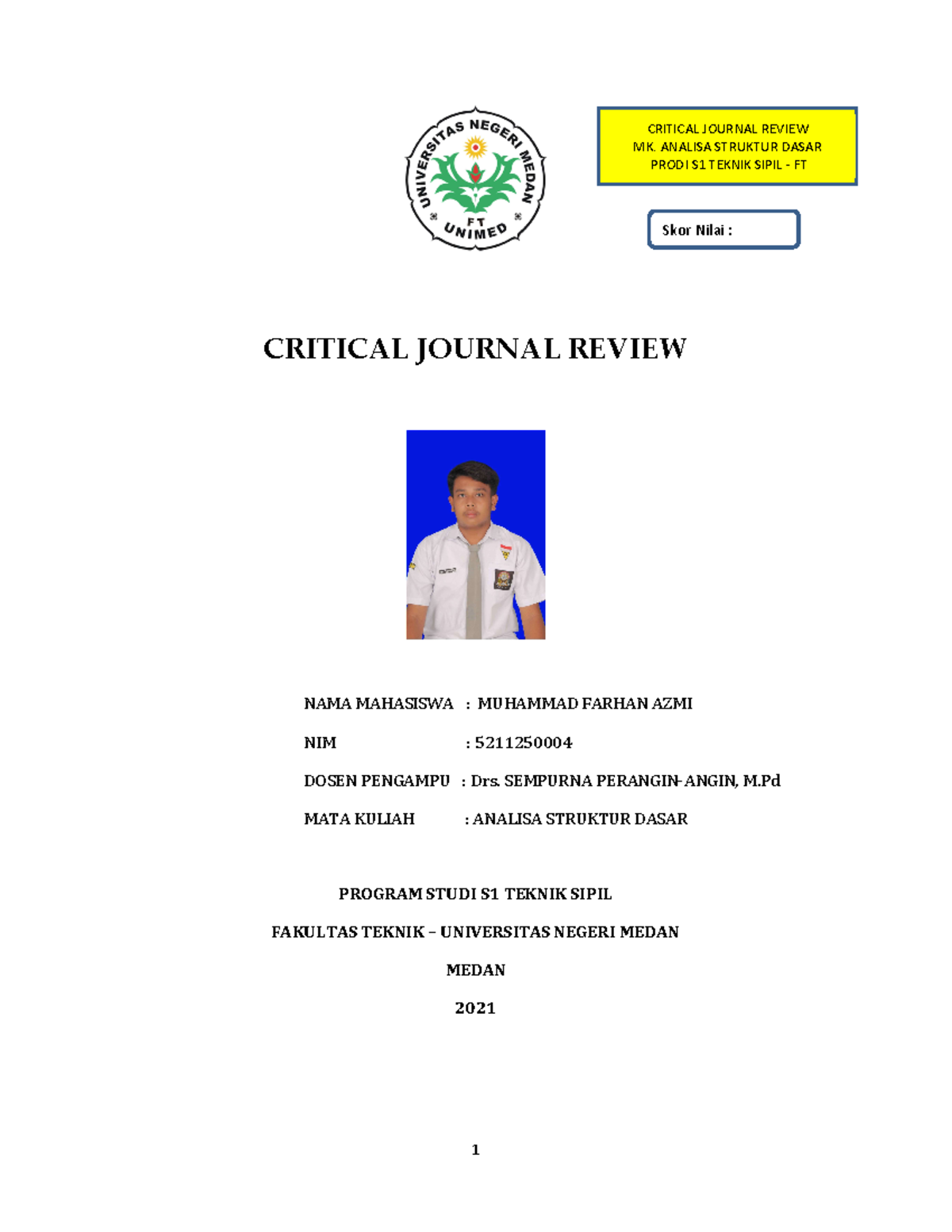 Mhd farhan azmi CJR - makalah - CRITICAL JOURNAL REVIEW NAMA MAHASISWA ...
