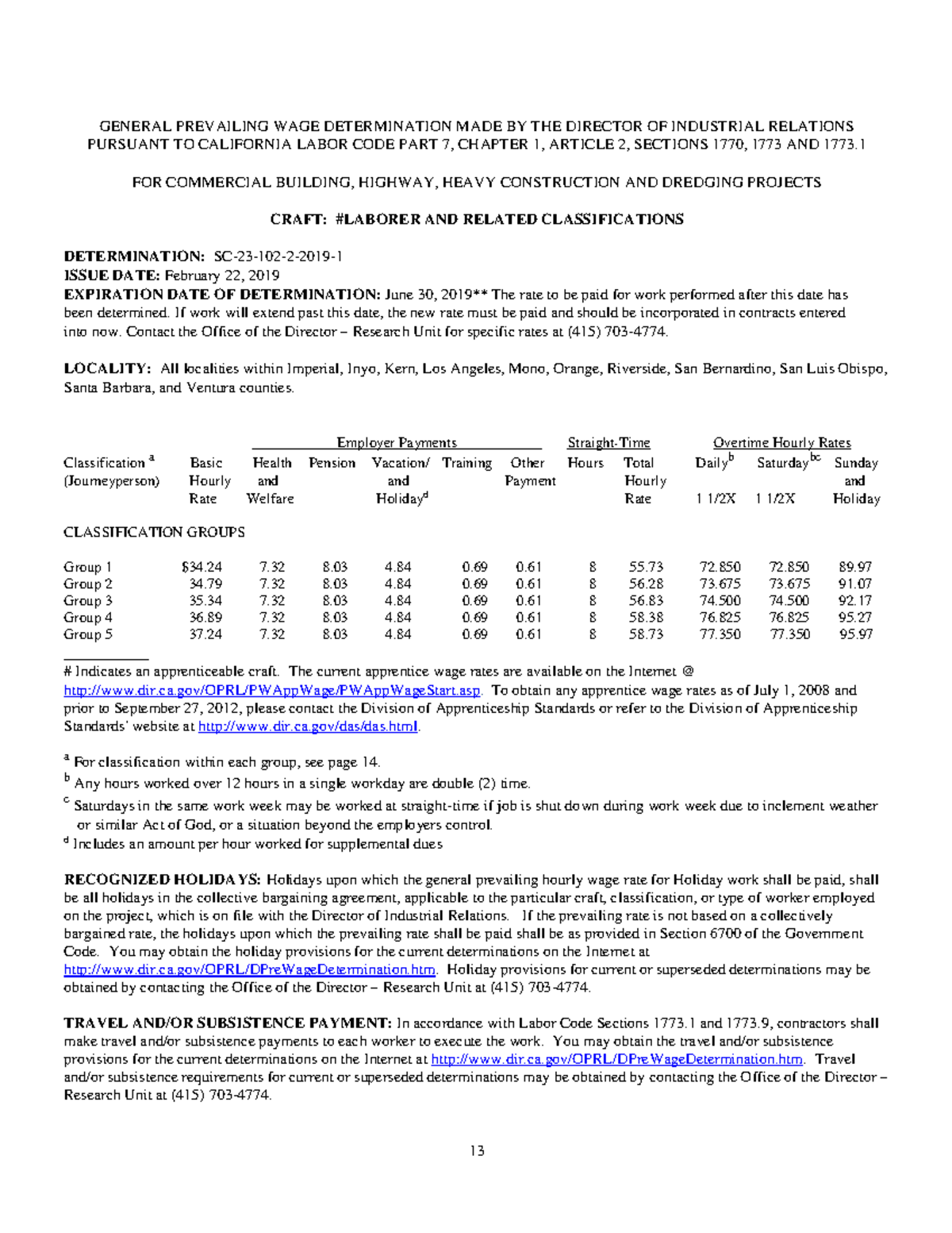 SC 023 102 2 - Please immediately let 🙏 have - GENERAL PREVAILING WAGE ...