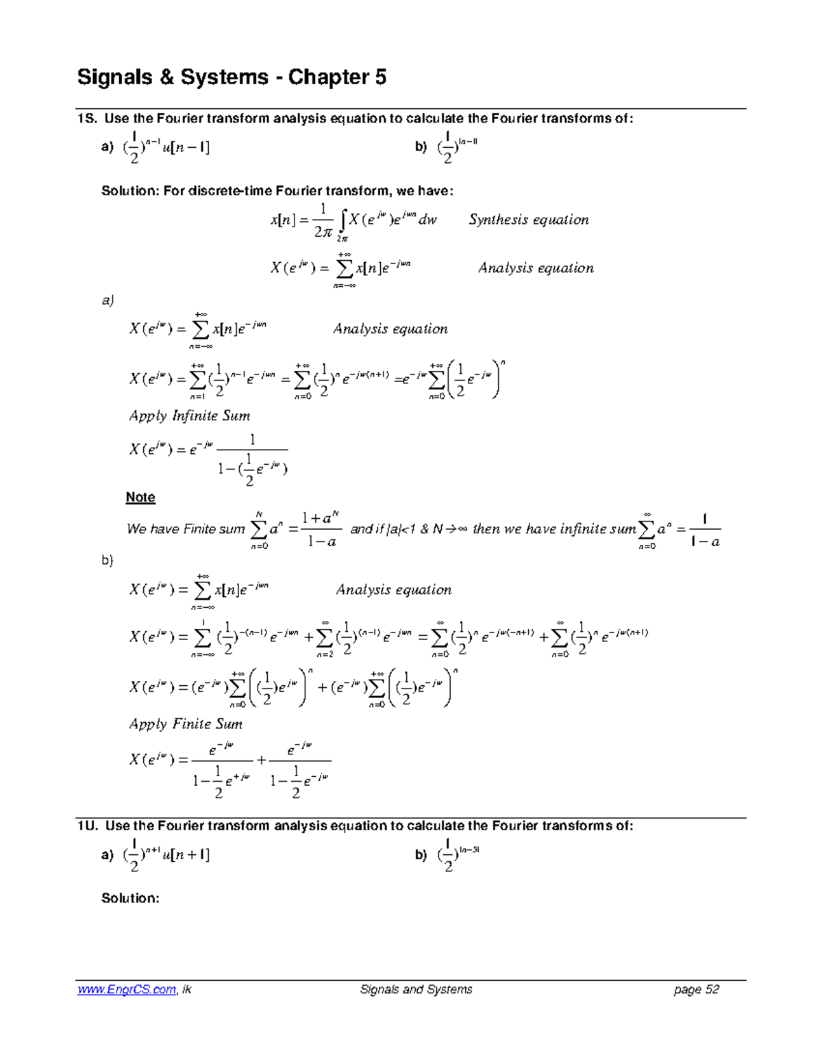 SSFch 5 - .... - Signals & Systems - Chapter 5 1S. Use the Fourier ...