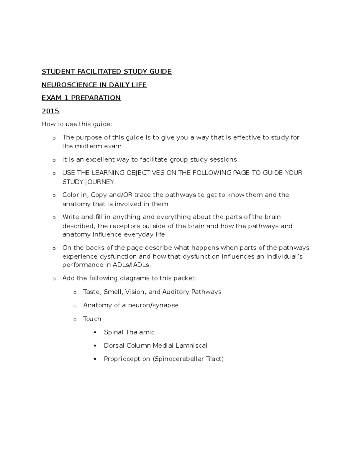 Student Facilitated Study Guide - STUDENT FACILITATED STUDY GUIDE ...