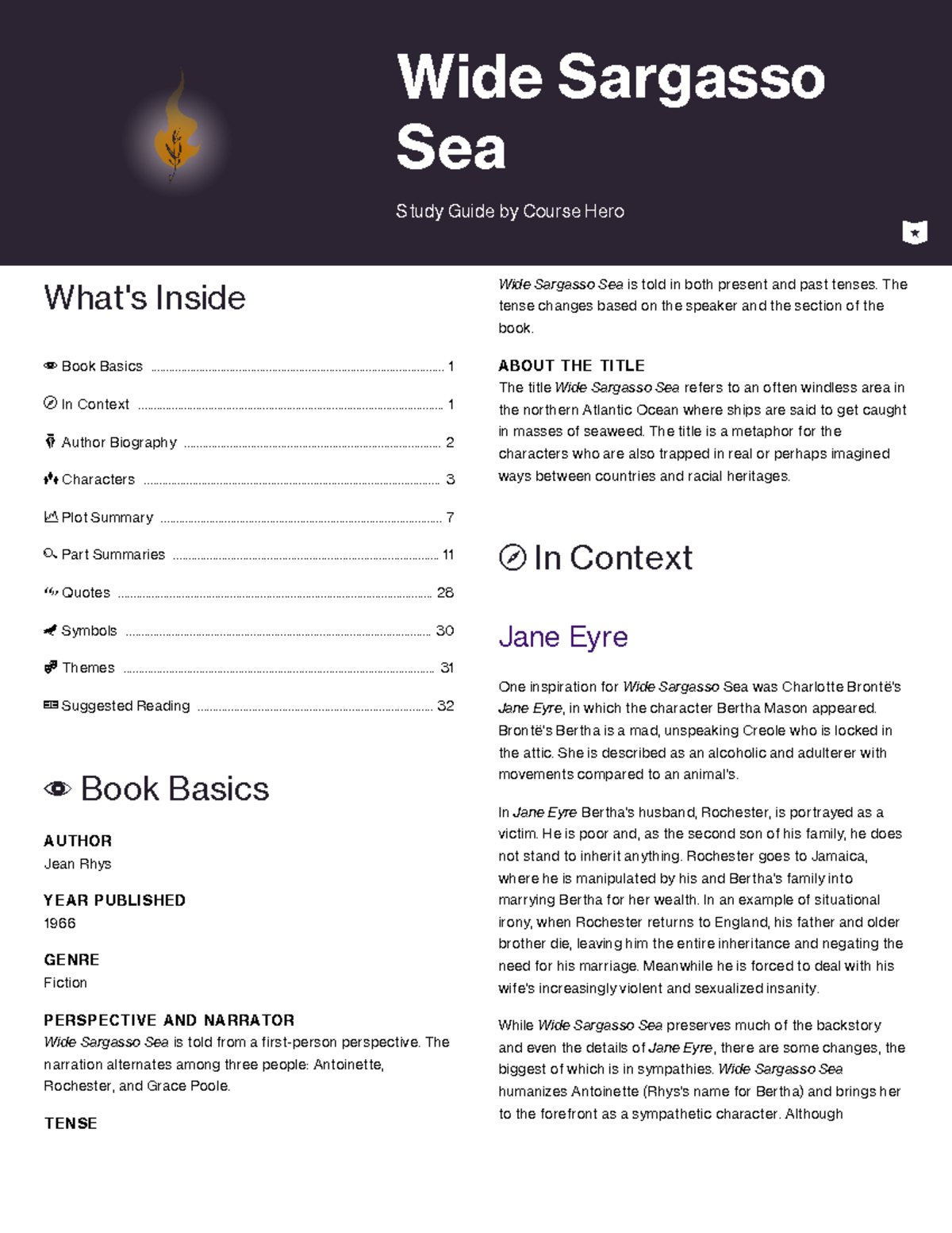 Wide-Sargasso-Sea lit guide - Wide Sargasso Sea Study Guide by Course ...