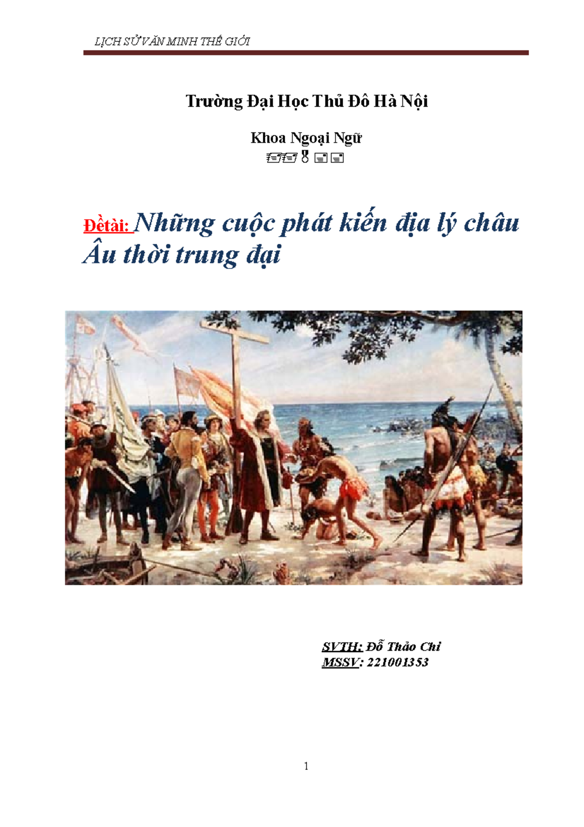 Lsvmtg - tieu luan lich su van minh the gioi - Trường Đại Học Thủ Đô Hà Nội Khoa Ngoại Ngữ - Studocu