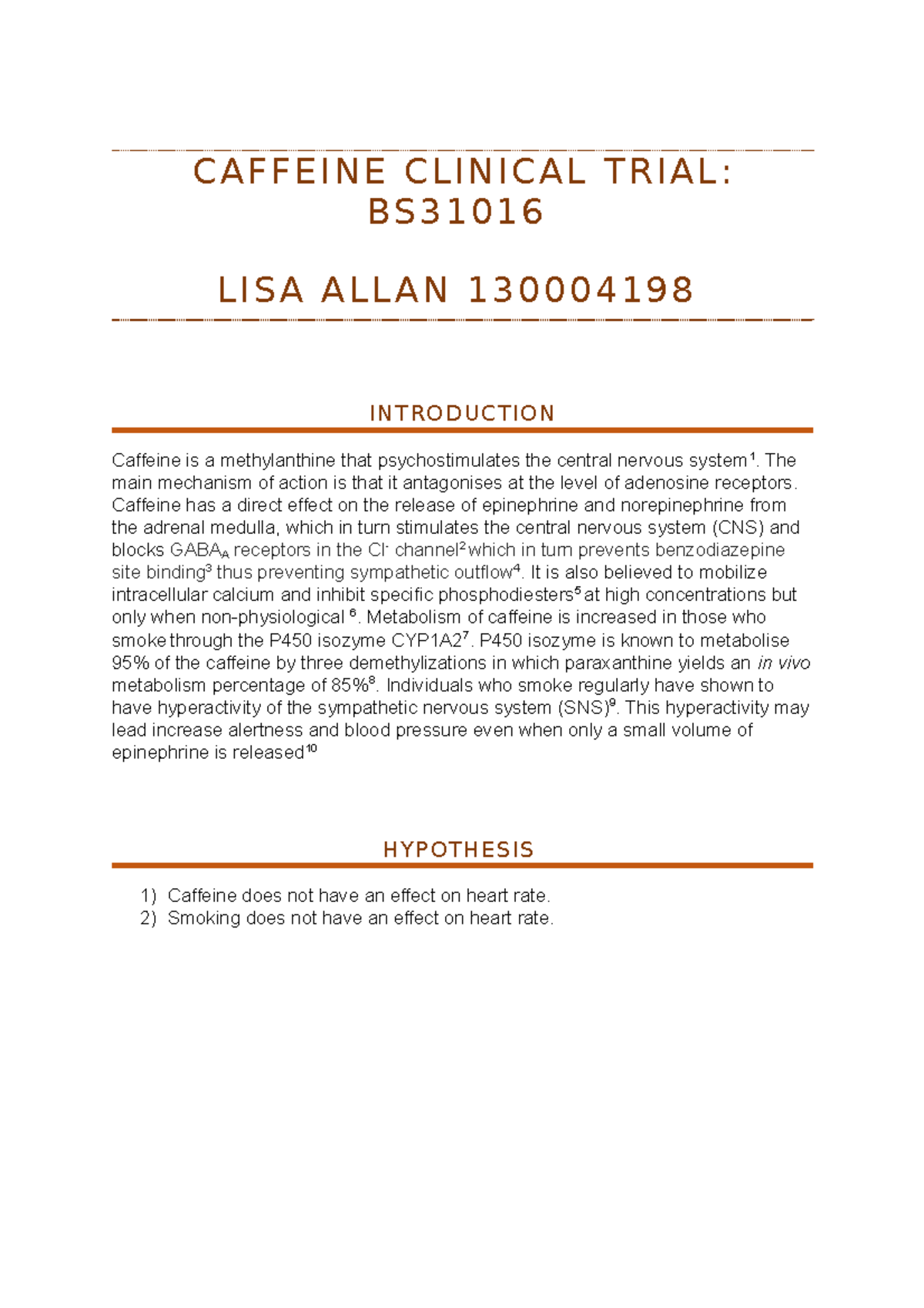 Caffeine Clinical Trial - CAFFEINE CLINICAL TRIAL: BS LISA ALLAN ...