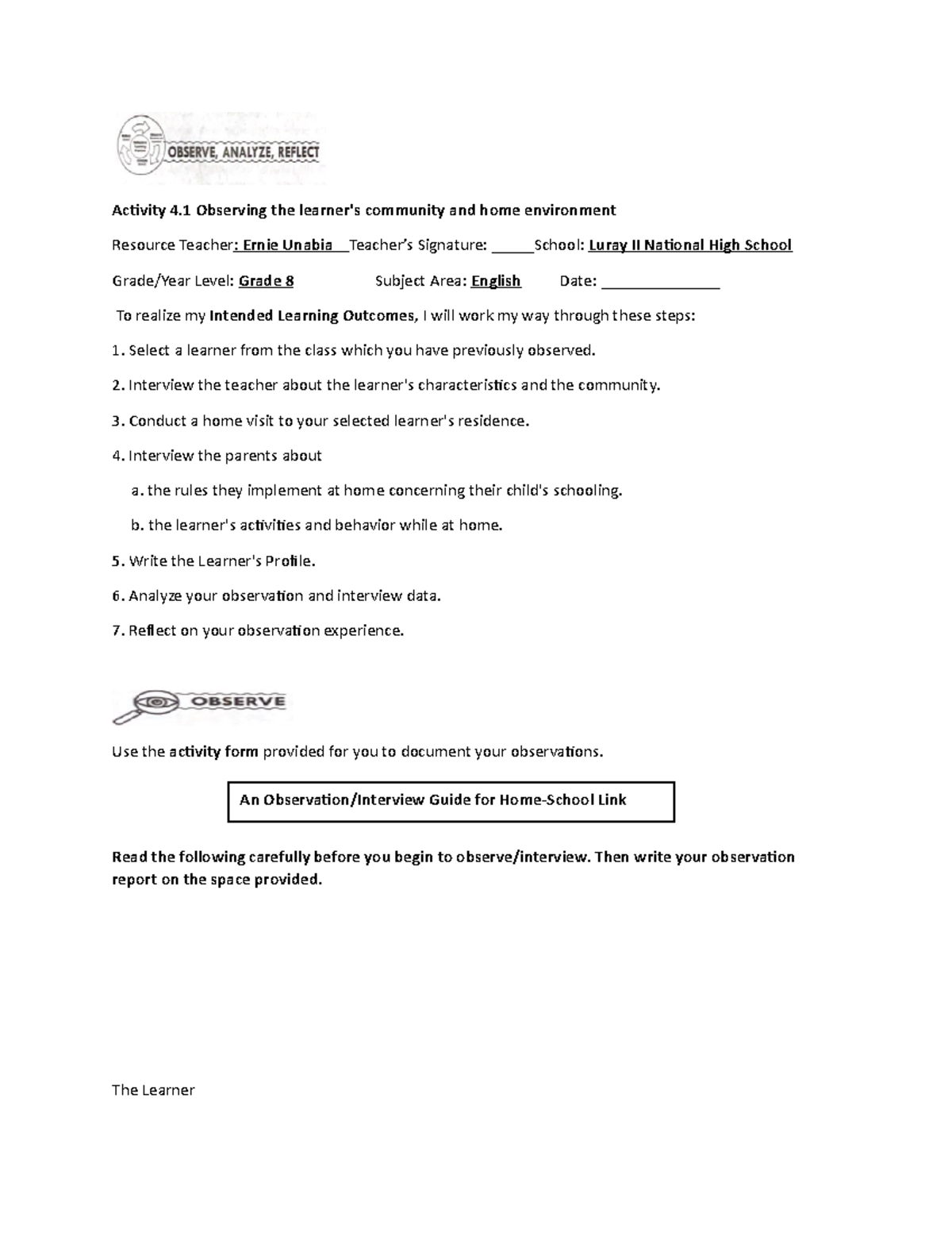 OS-LE4 edited - This is for the observers, for the field study students ...