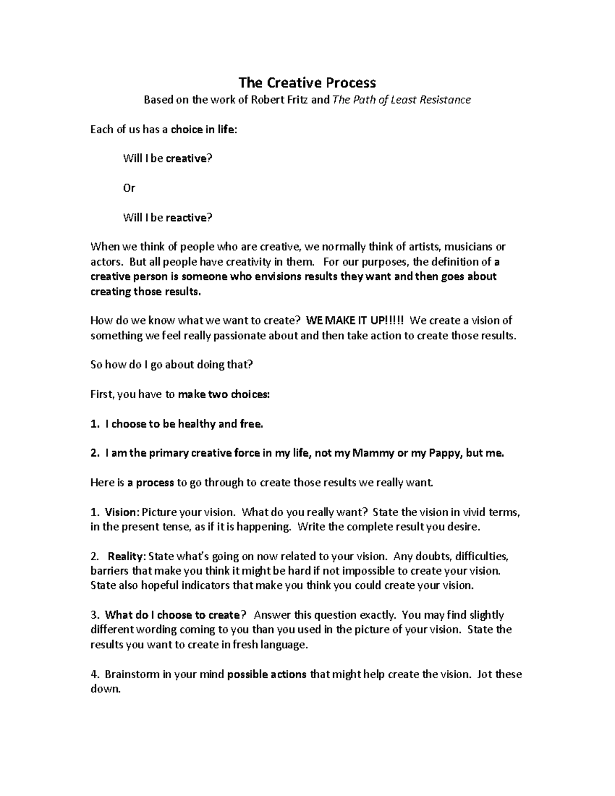 The+Creative+Process - The Creative Process Based on the work of Robert ...
