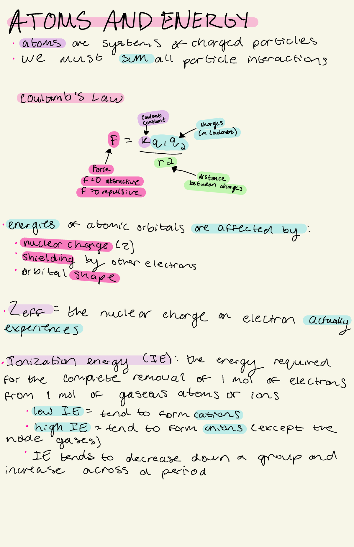 Atoms and Energy - ATOMS AND ENERGY atoms are systems of charged ...