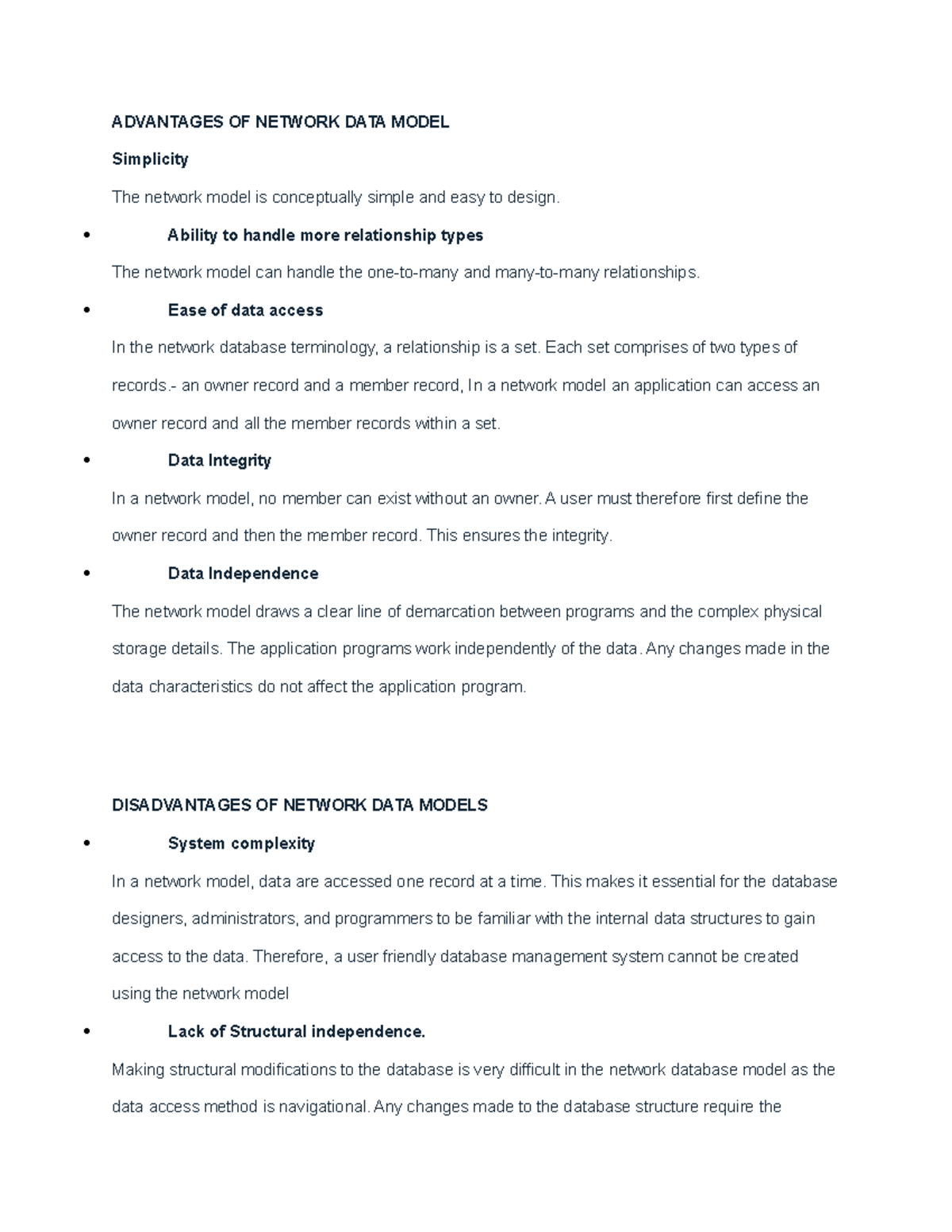 Advantages OF Network DATA Model - Introduction to Programming - NCU ...