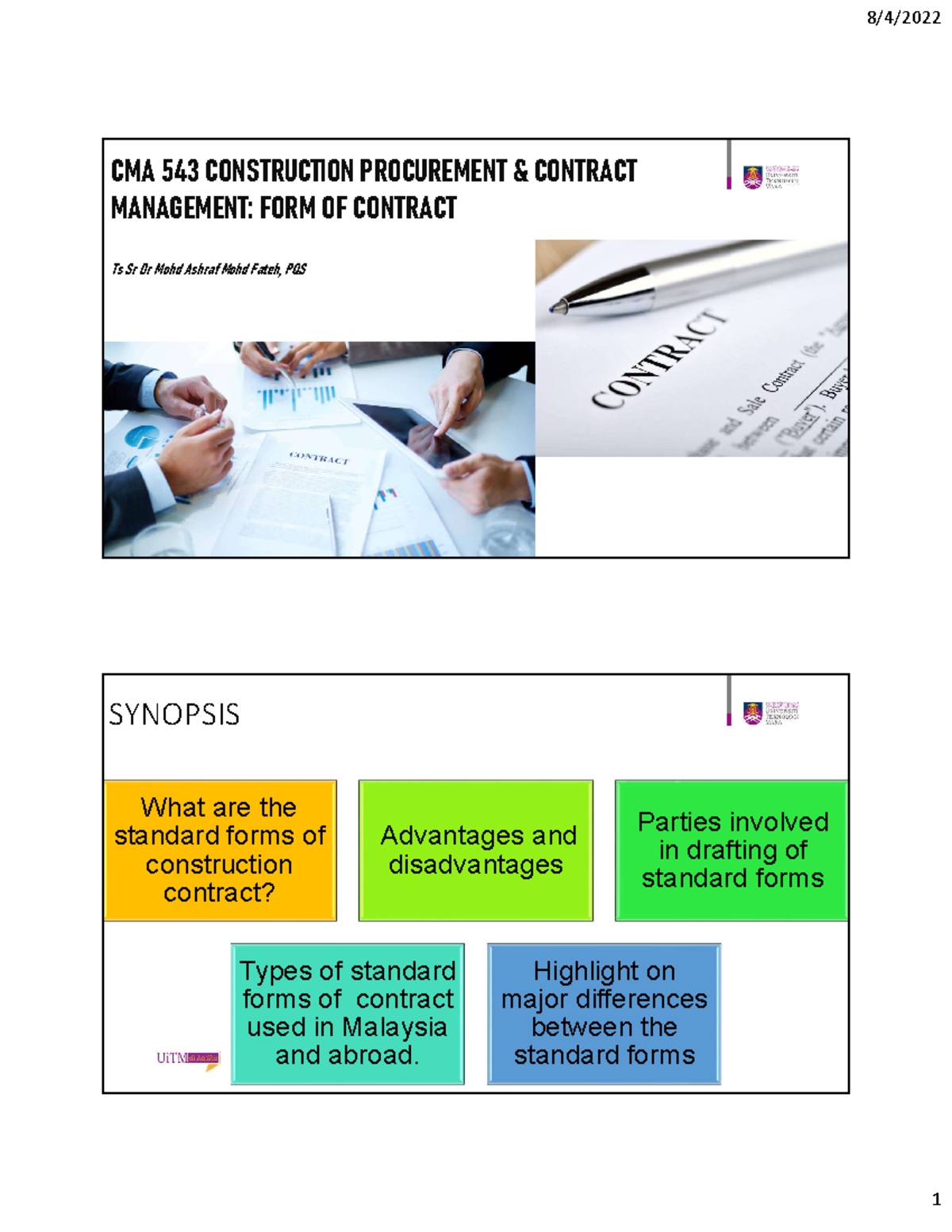 L4-form of contract - share - CMA 543 CONSTRUCTION PROCUREMENT ...